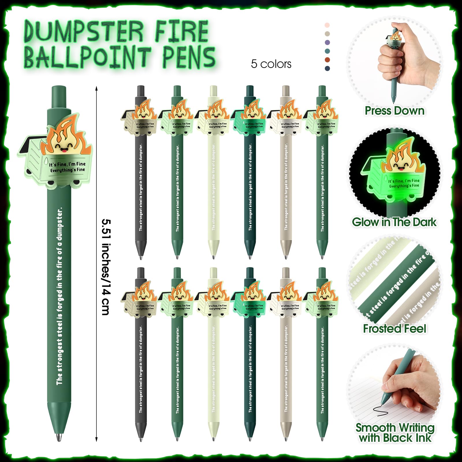 Snapklik.com : 12 Set Dumpster Fire Pens Housekeeping Week Gifts ...