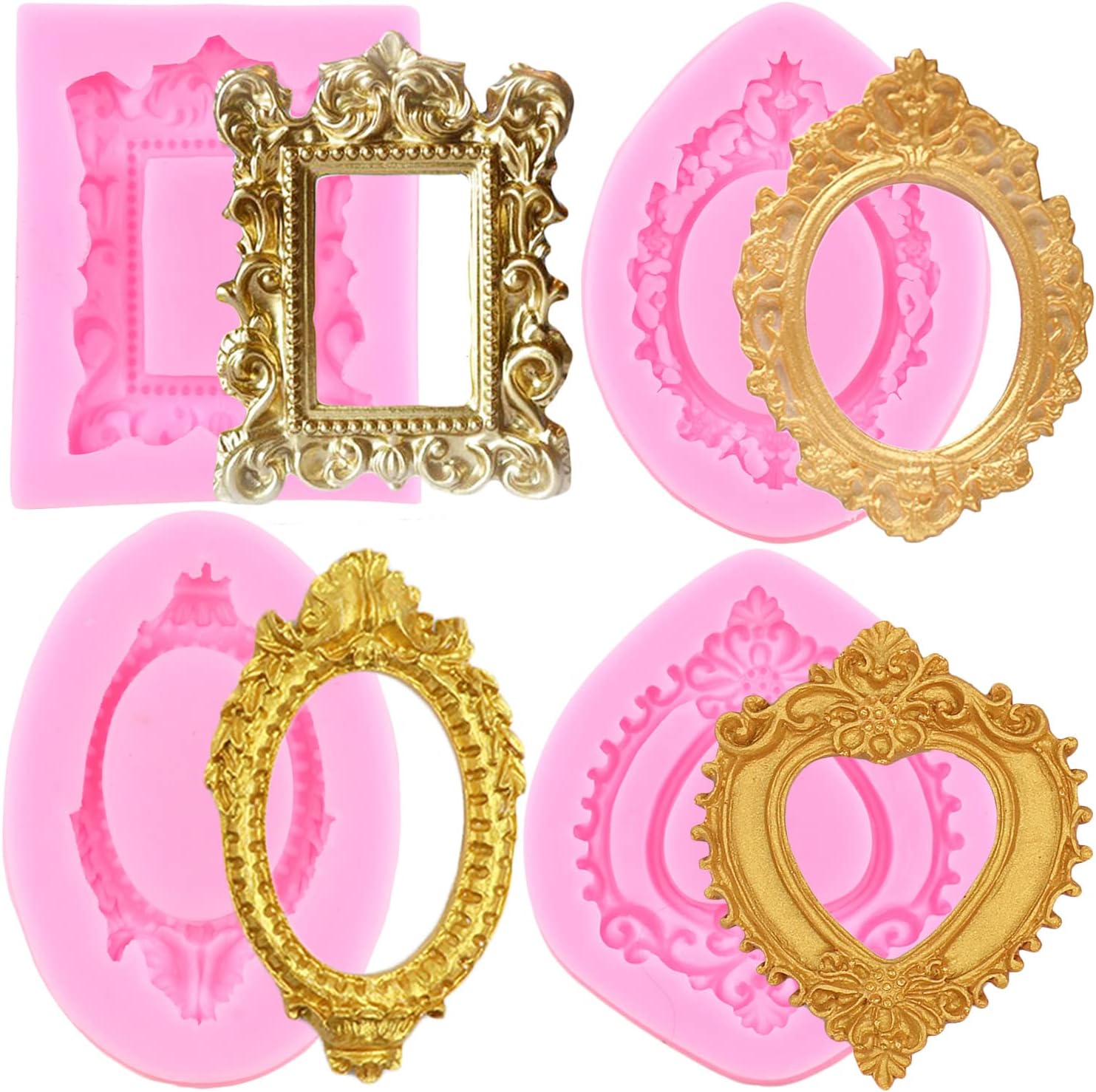 Amazon.com: MIYAHOUSE Picture Frames Silicone Mold Photo Frame Fondant ...