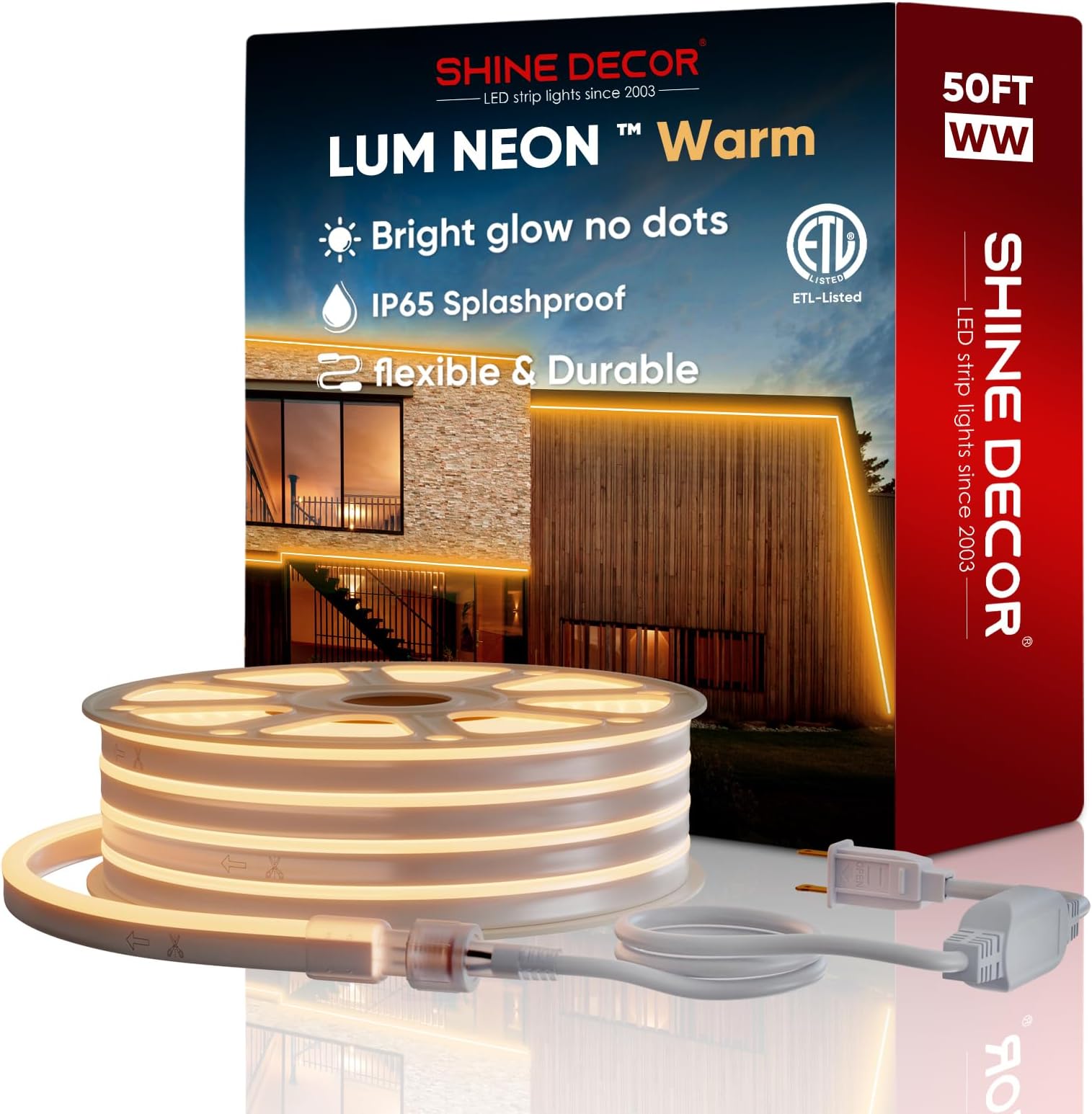 Amazon.com: 120V Flexbrite LED Dimmable Rope Light Reel, 1/2-Inch ...