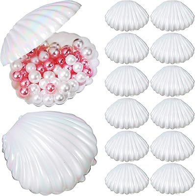 Amazon.com: AUEAR, 15 Pack Clear Plastic Mini Sea Shells Boxes Seashell ...