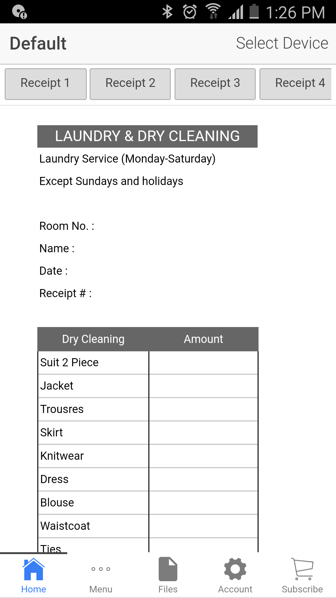 Laundry Receipt - App on Amazon Appstore