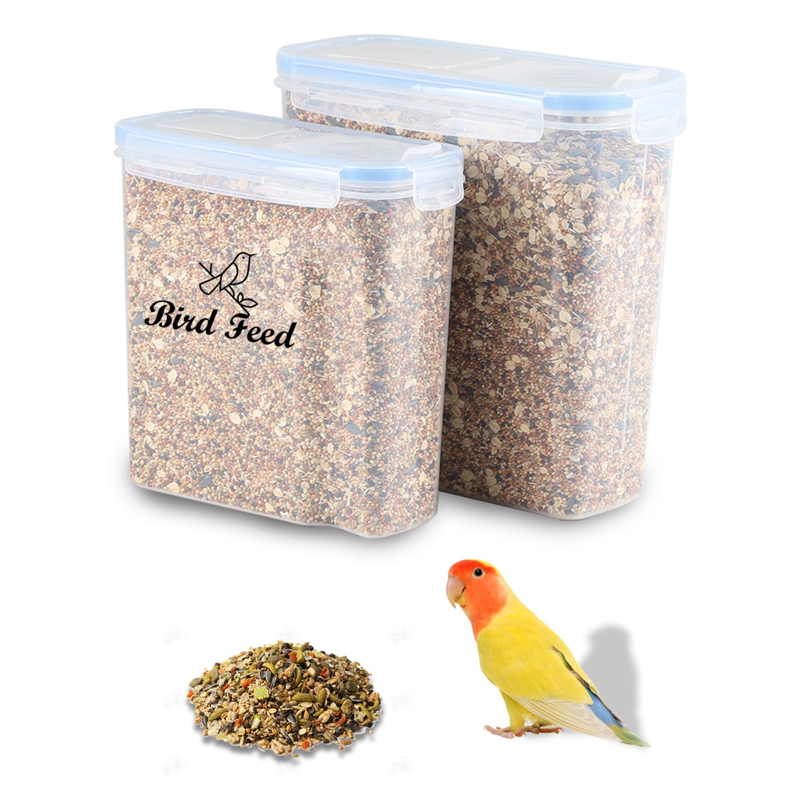 Amazon.com: Lolytama Bird Seed Storage Container Airtight,Clear Plastic ...