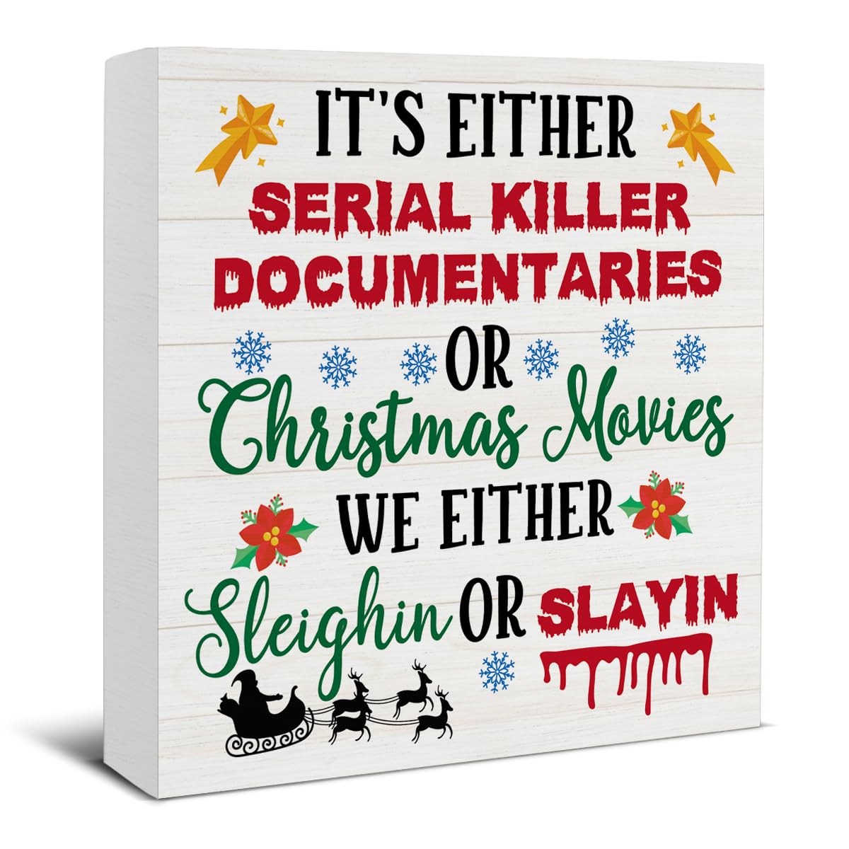 Snapklik.com : Funny Christmas Decor - Farmhouse Santa Wooden Sign