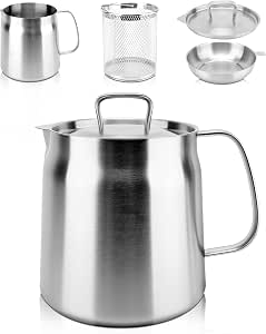 304 Stainless Steel Oil Filter Pot, Large Capacity Oil Fryer and Filter ...