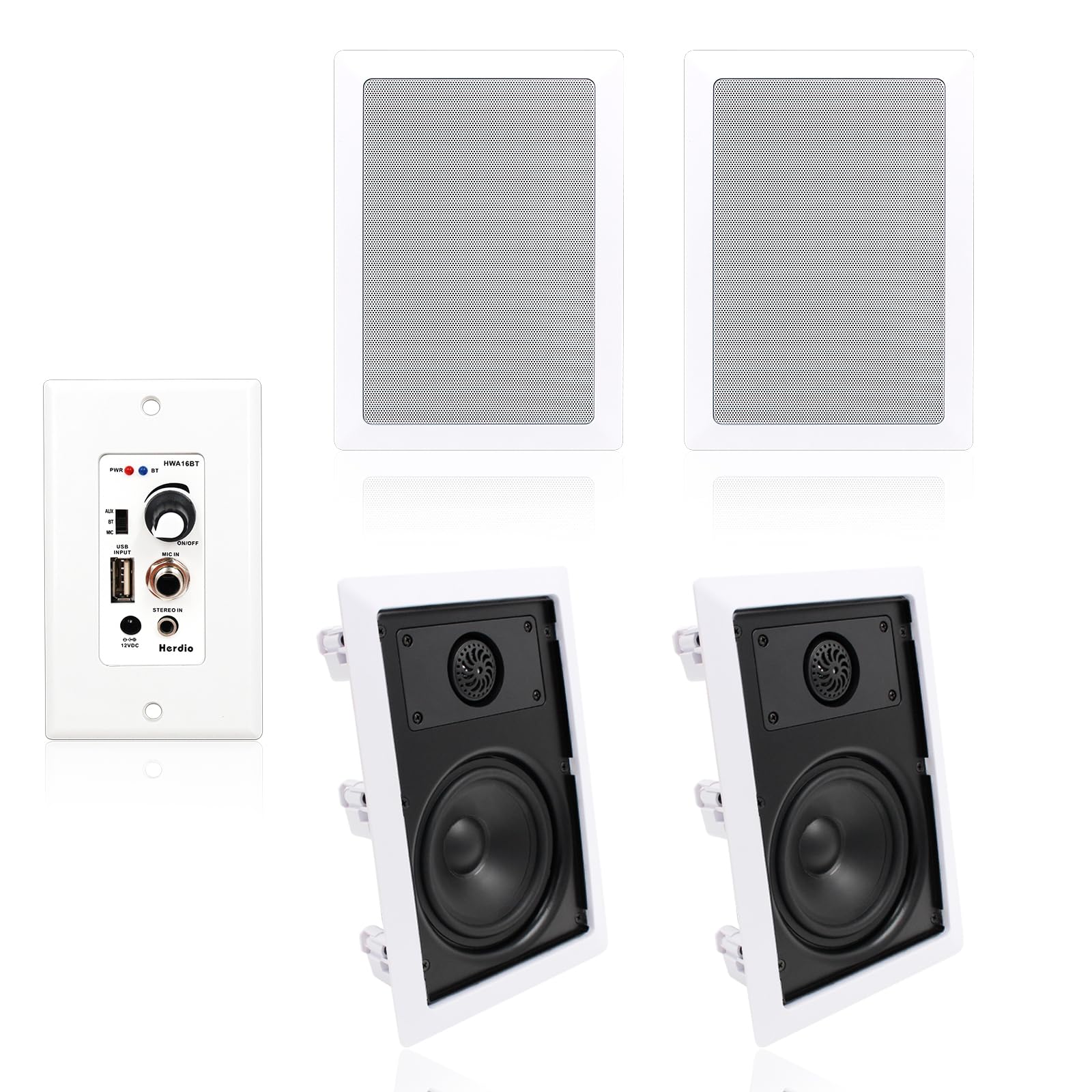 Amazon.com: Herdio 5.25” 2-Way 400W Ceiling Bluetooth Speakers with 4 ...