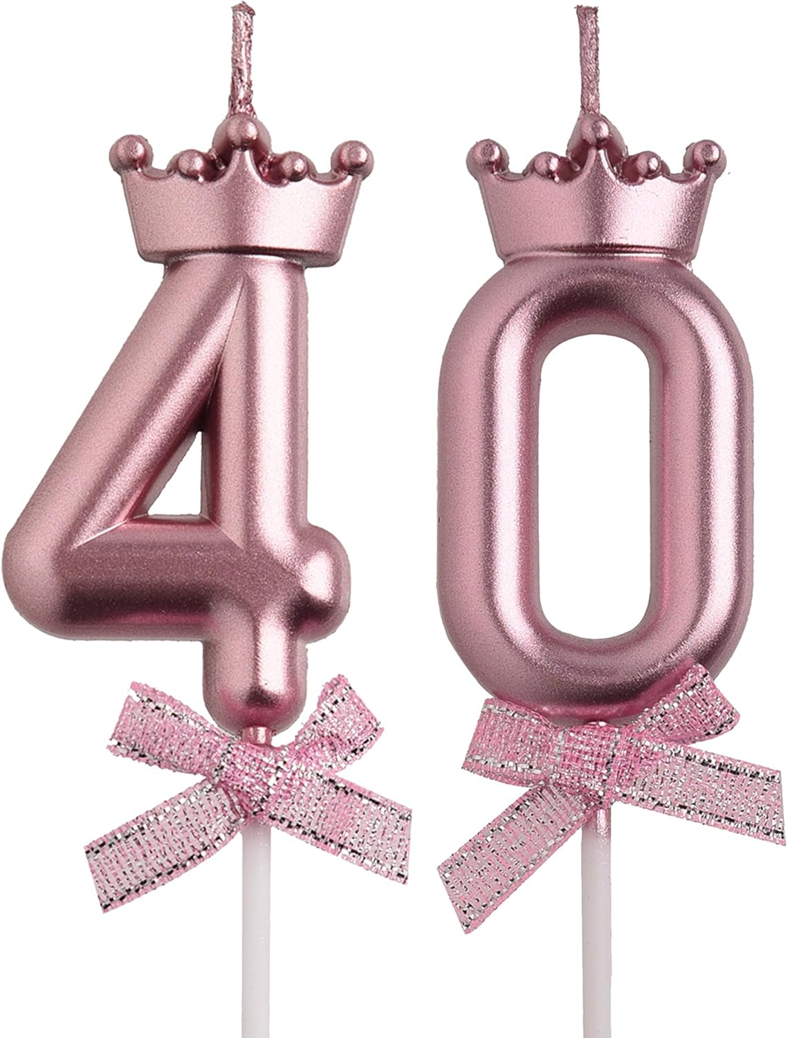 Amazon.com: AOOLADA 40th Birthday Candles, Rose Gold 40 Year Old Number ...