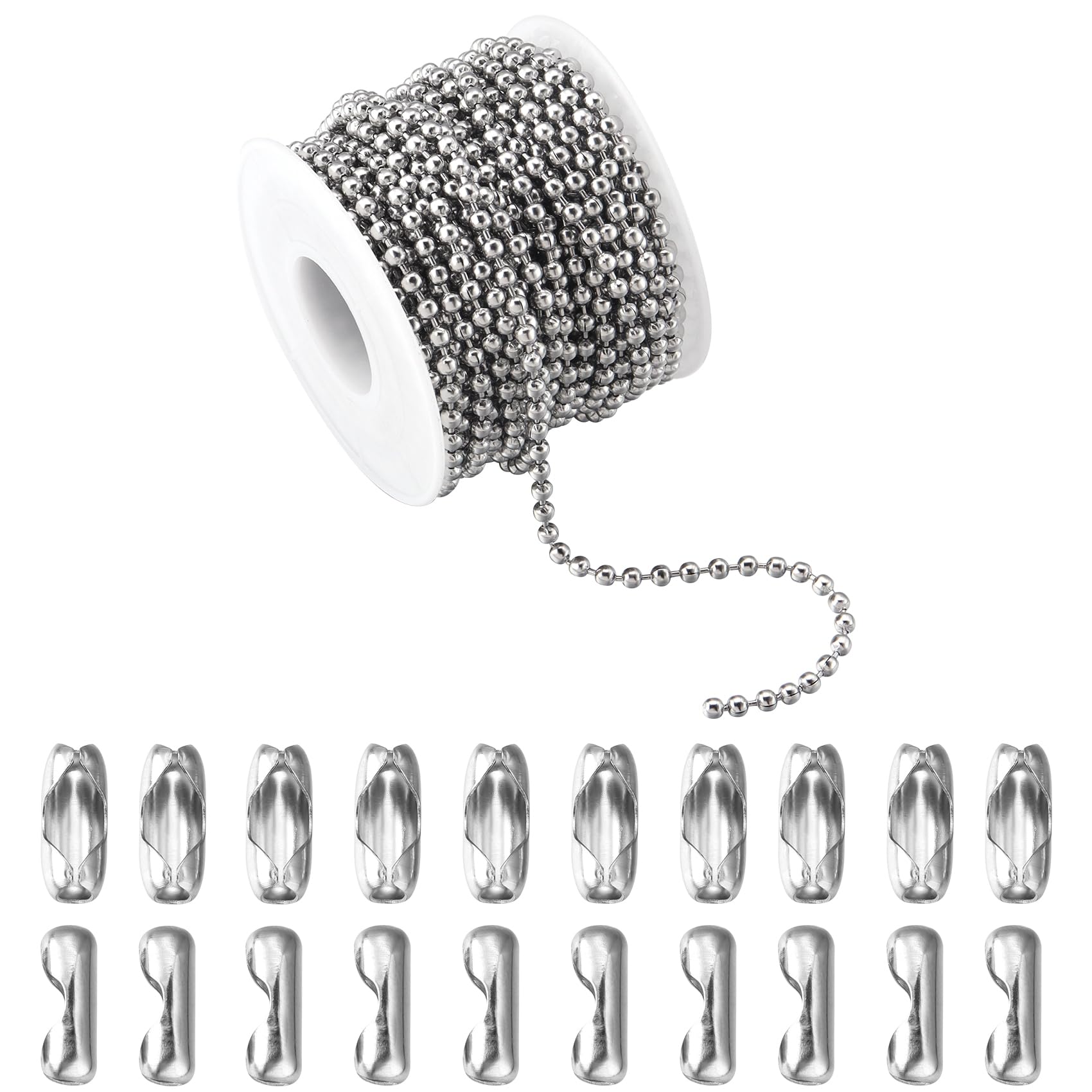 Amazon.com: Topacket 33Feet Ball Bead Chain Stainless Steel Dog Tag ...