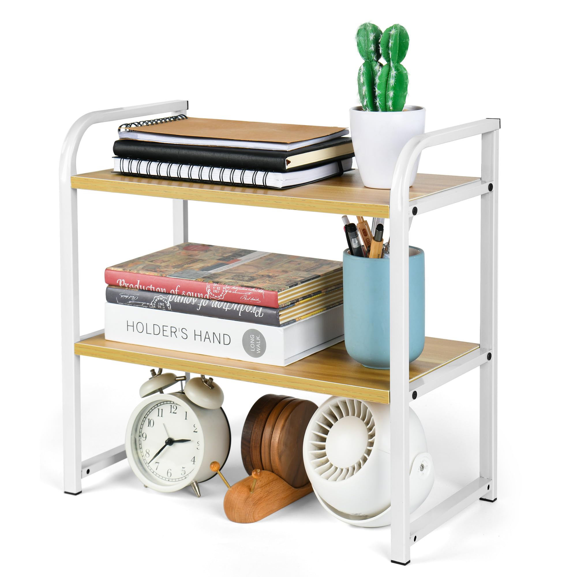 Amazon.com: UPRIMEASY Desktop Shelf Organizer, 2 Tier Office Supplies ...