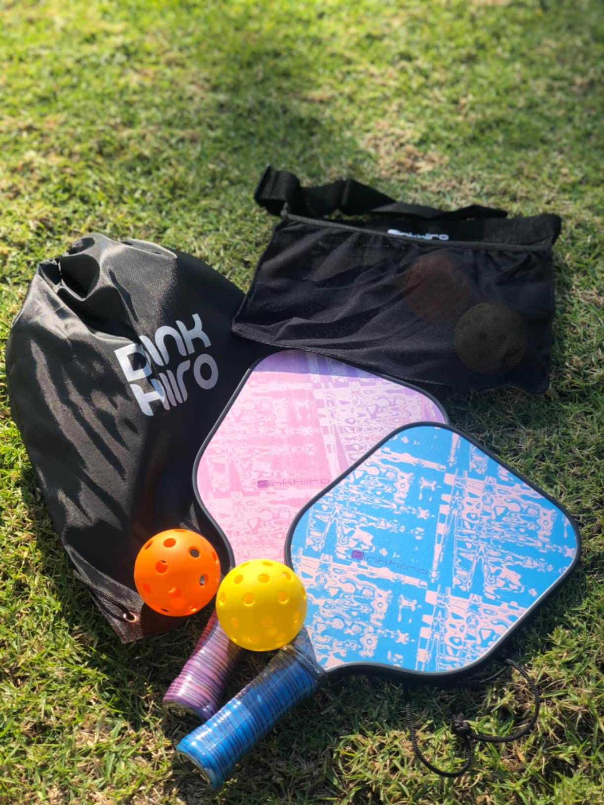 Amazon.com : Pickleball-Paddles-Set, 2 Lightweight Rackets, 4 Outdoor Indoor Balls, 1 Racquet ...
