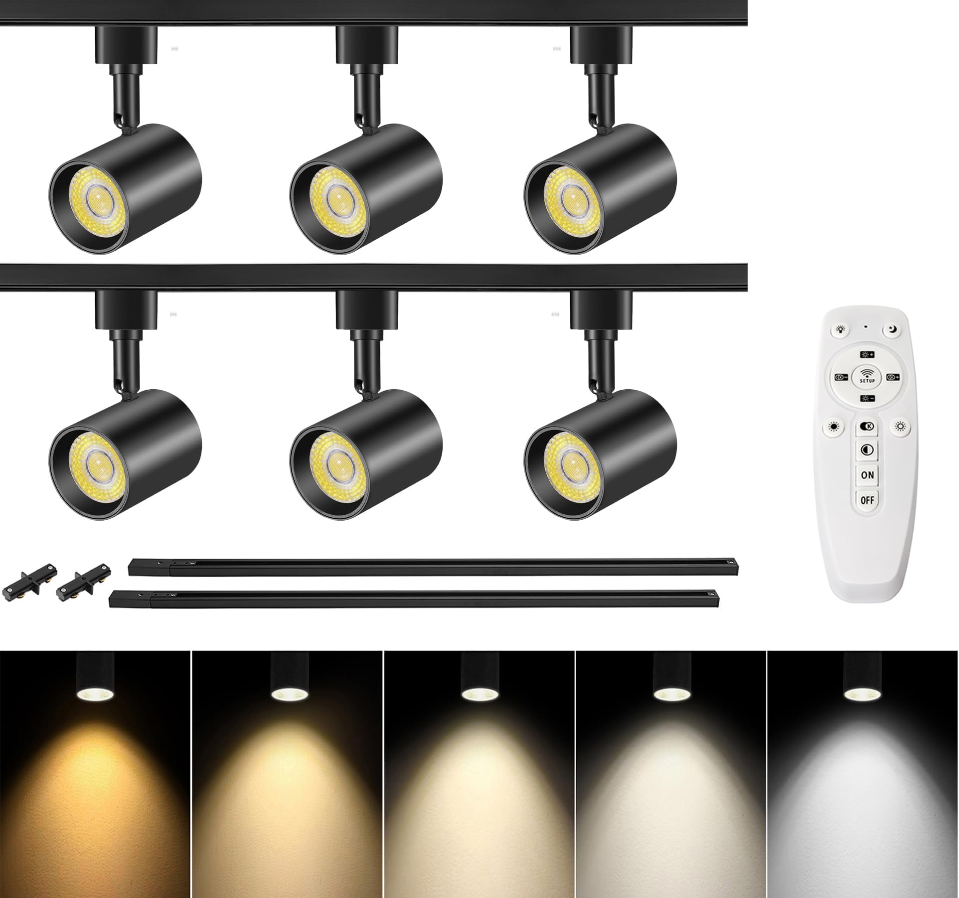 Fuyo Up Plug in Track Lighting with Power Cord & Remote, 6-Light LED ...