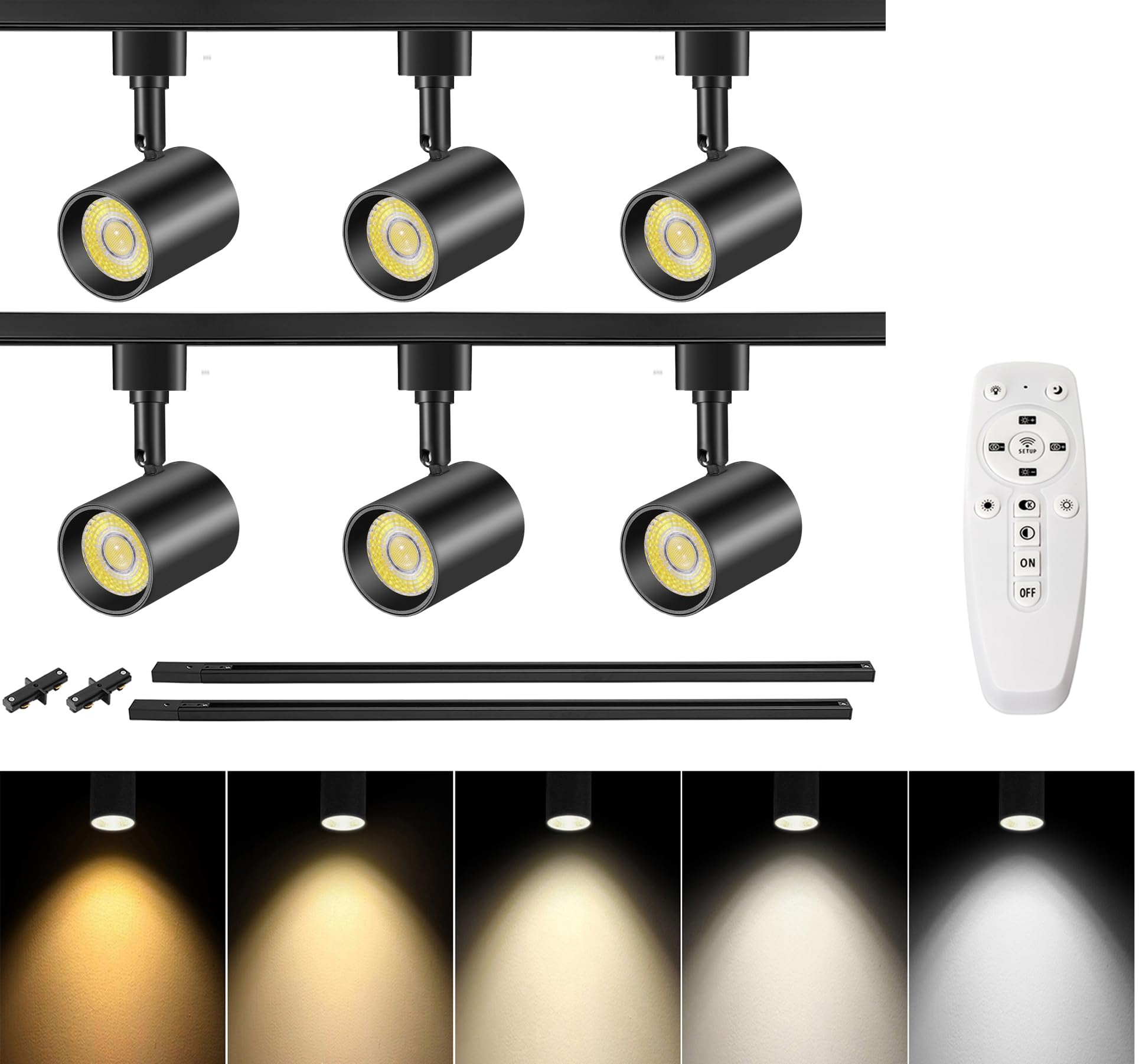 TuyuBEE 6 Lights LED Track Lighting Kit with 6.6FT H Type Track ...