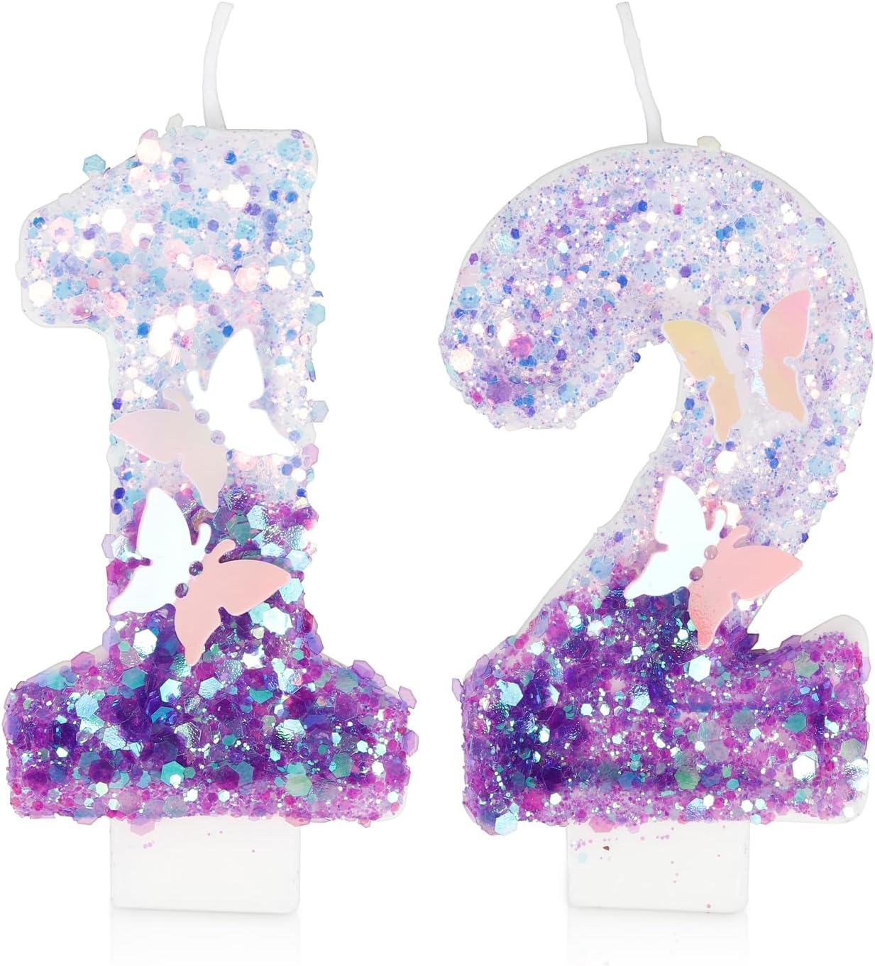 Amazon.com: Birthday Candles, Number 12 Candle, Butterfly 12th Birthday ...