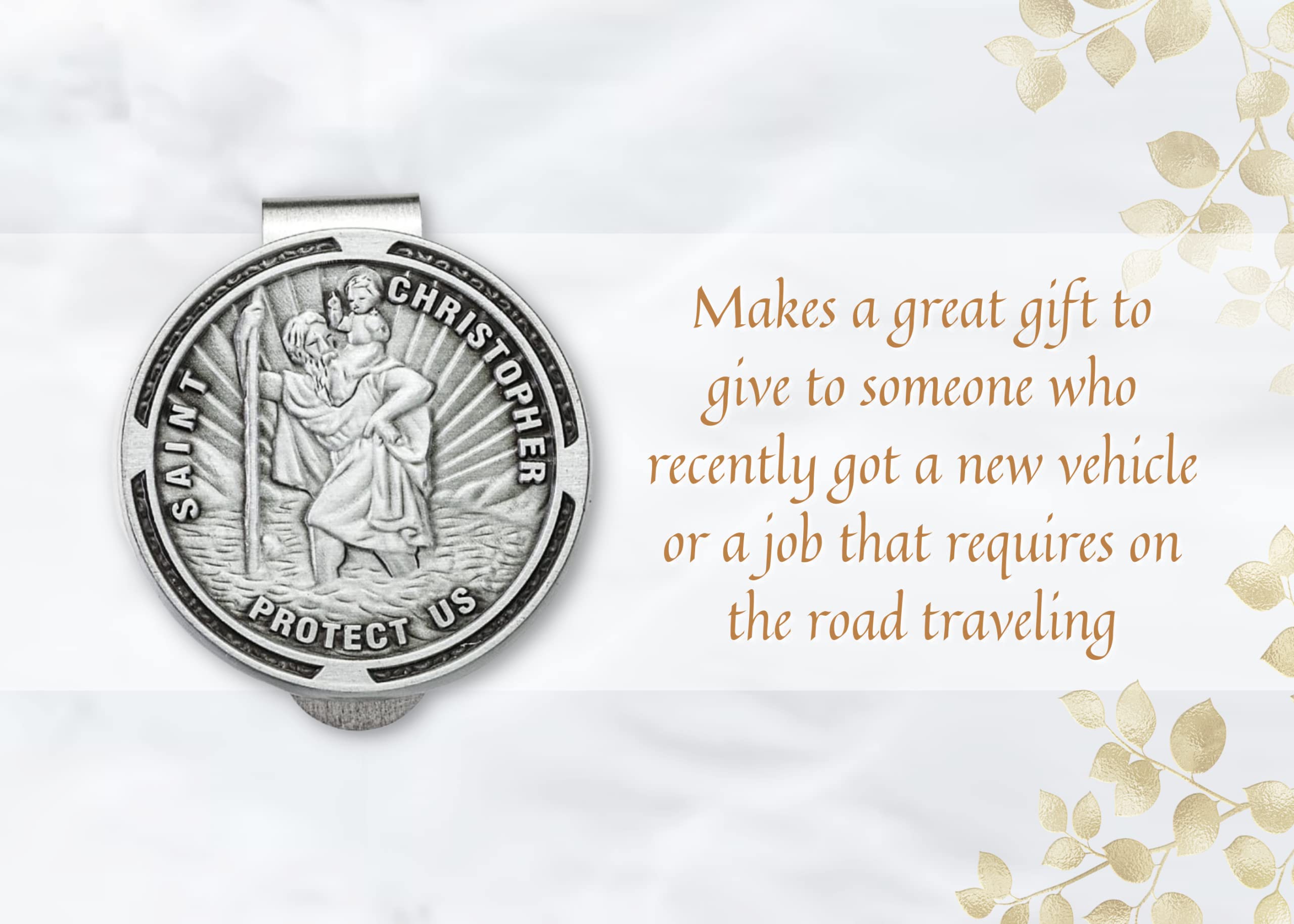 Snapklik.com : Round St Christopher Visor Clip Medal For Car ...