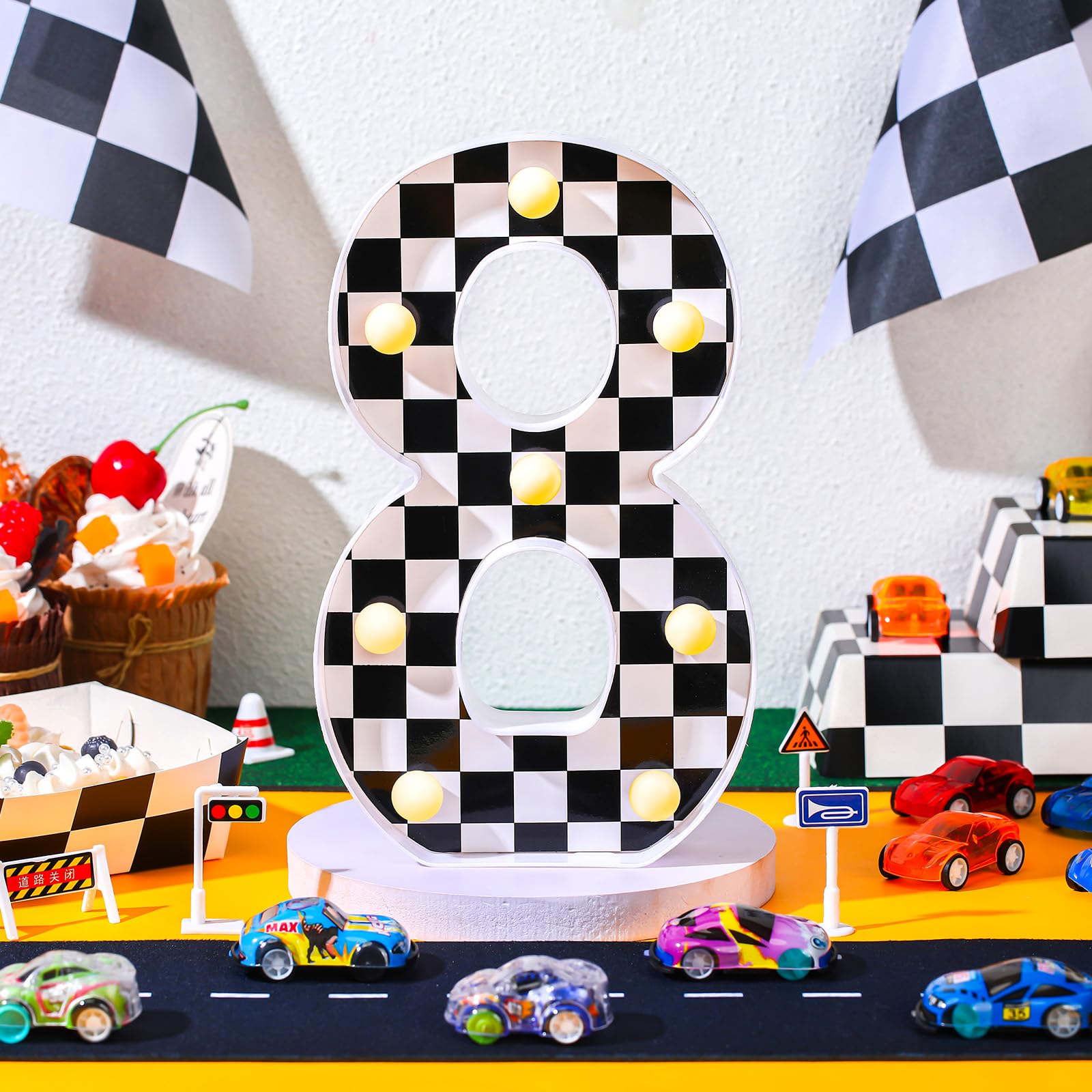Snapklik.com : Maxcheck Racing Car Light Up Numbers Black And White ...