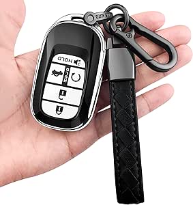 Amazon.com: Sindeda for Honda Key fob Cover with Leather Keychain Soft ...