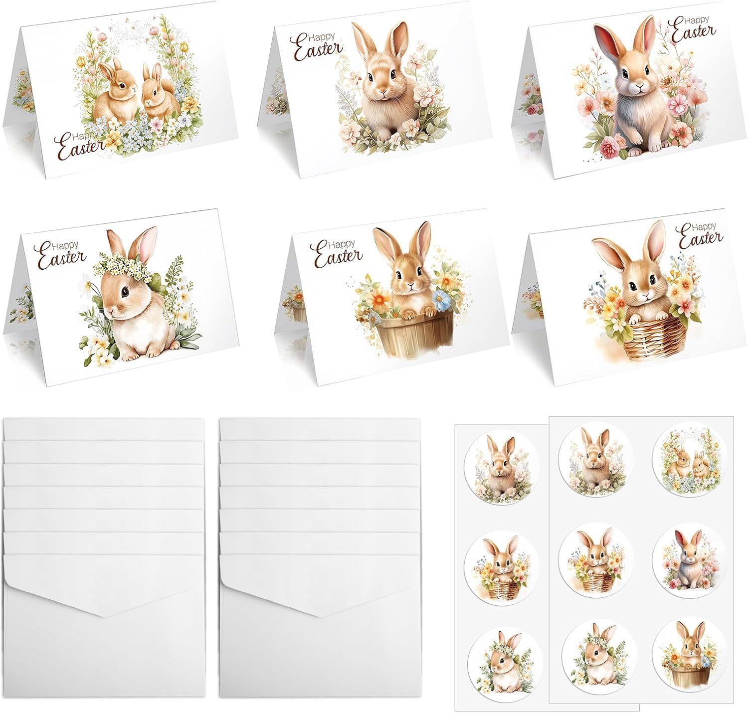 Easter Cards Multipack of 12, Happy Easter Greeting Cards with ...