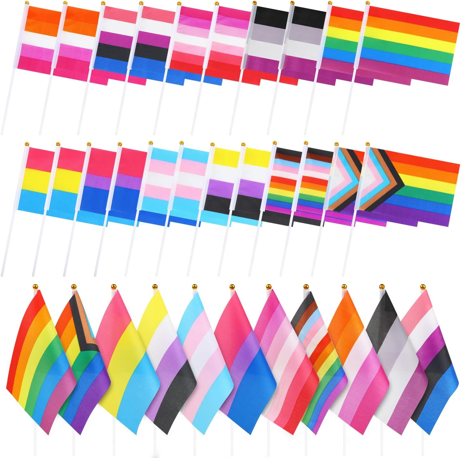 Amazon.com: CCINEE 56Pack Mini Progress Rainbow Pride Stick Flag Set ...