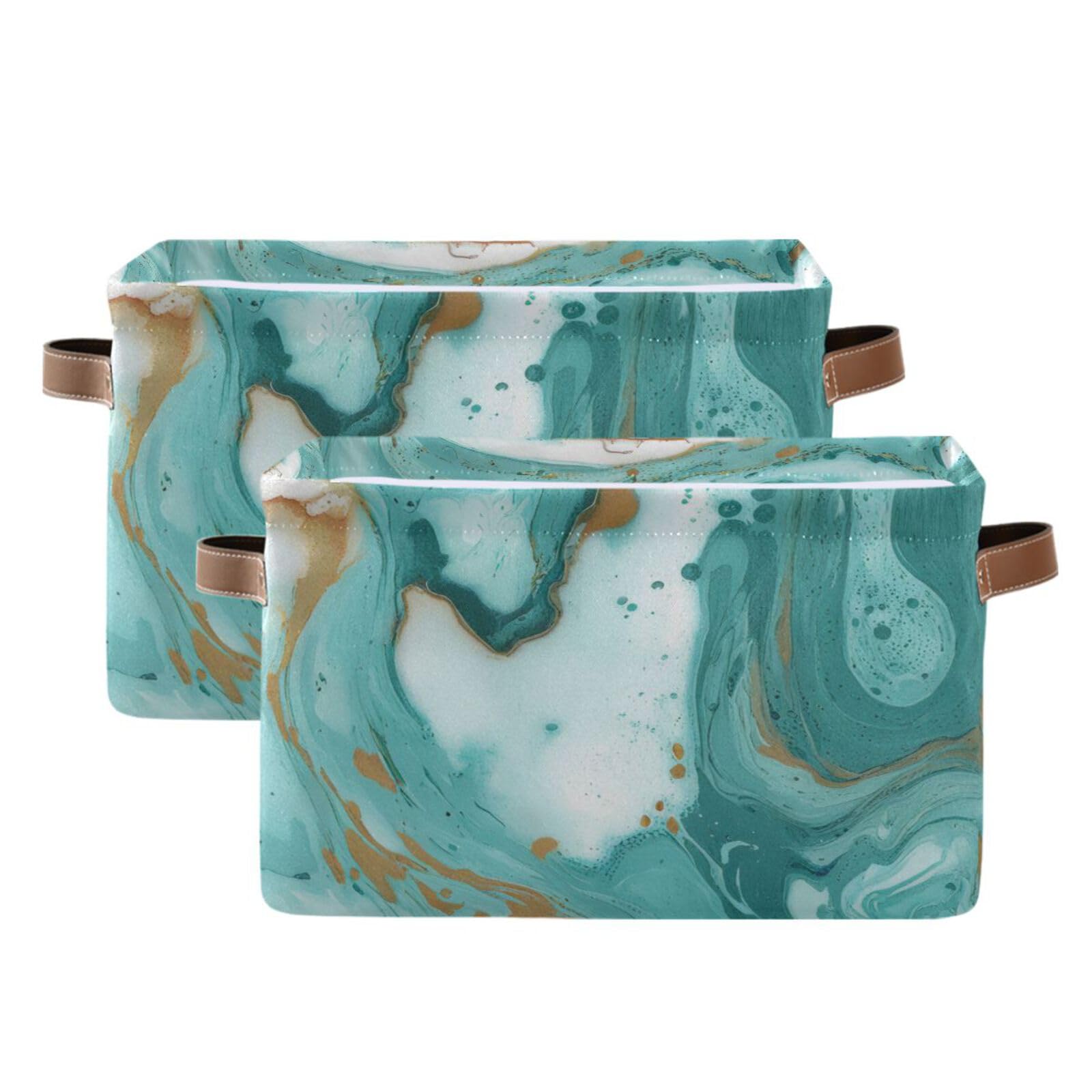 Amazon.com: KEEPREAL Turquoise Marble Texture Basket Bin Large Storage ...