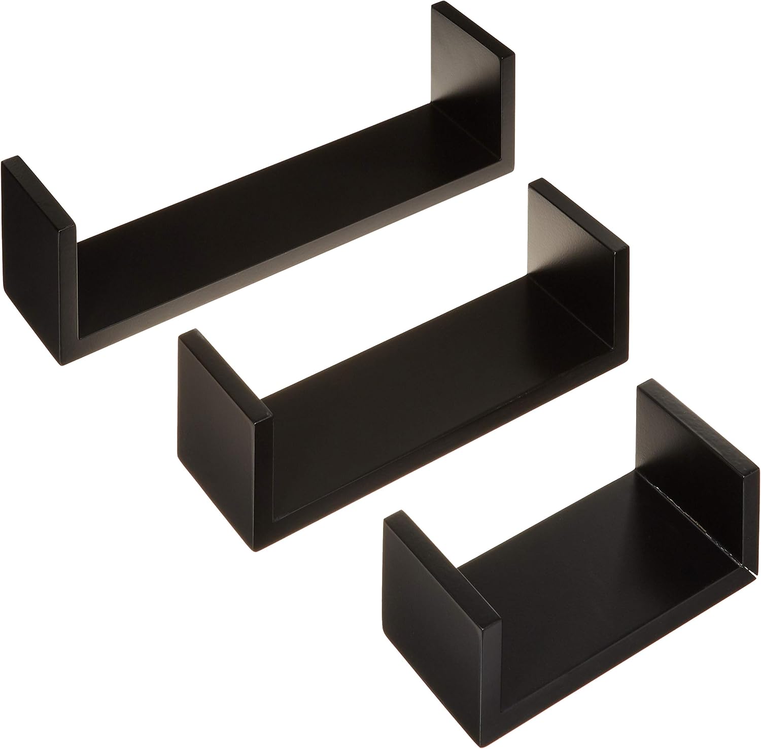 TANBURO Set of 3 Floating U Shelves Wall Shelf Book CD DVD Storage ...