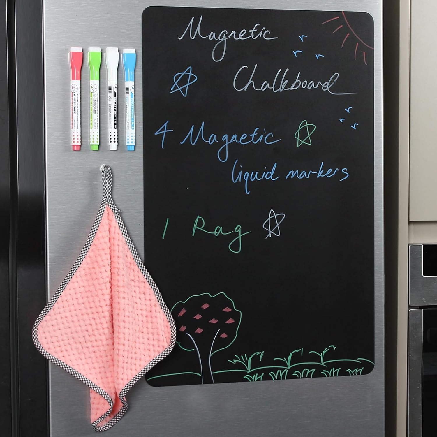 Amazon.com: HOMiDEK Magnetic Chalkboard for Fridge: Frosted Black Dry ...