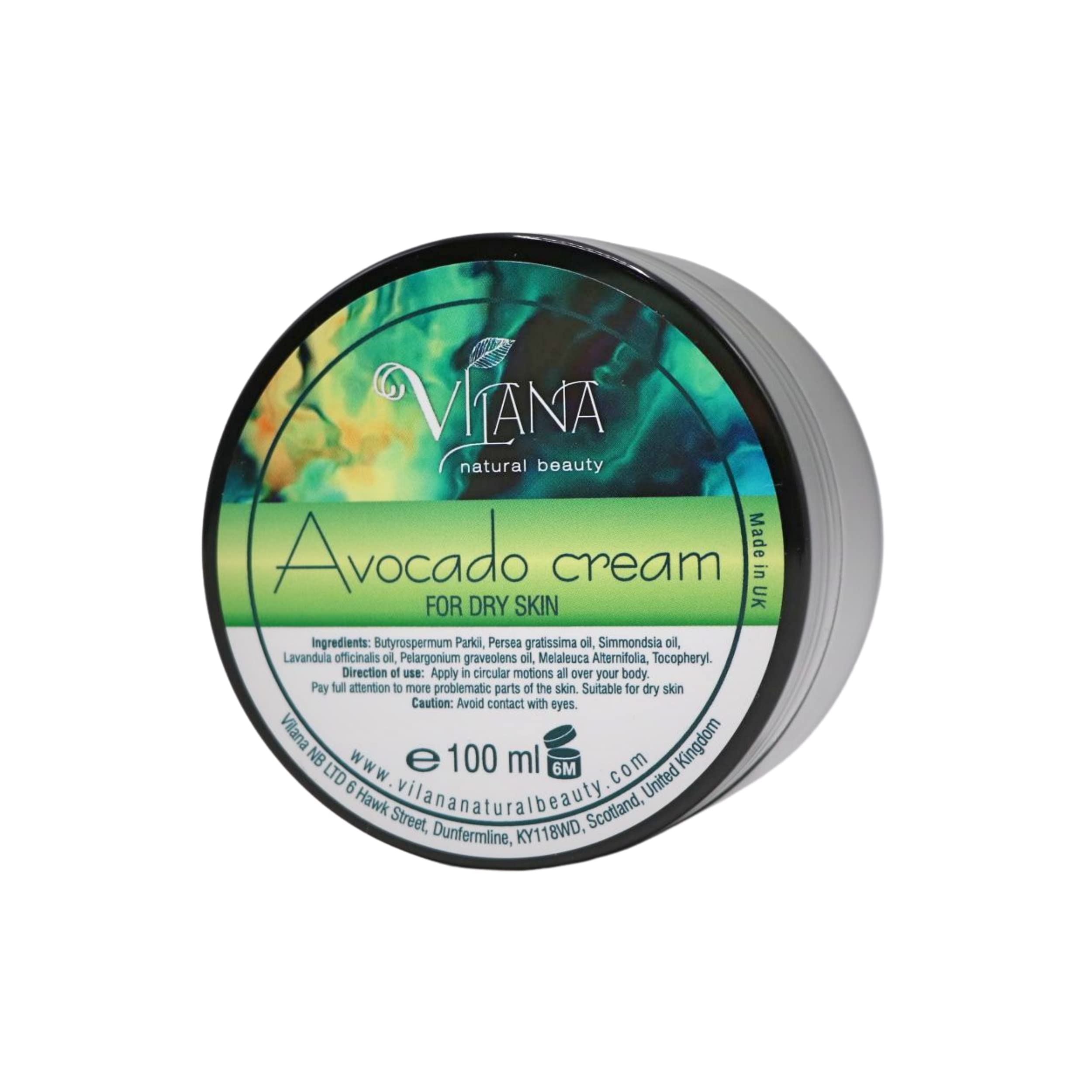 Vilana Avocado Cream for Dry Skin 100% Natural Vegan Body Cream ...