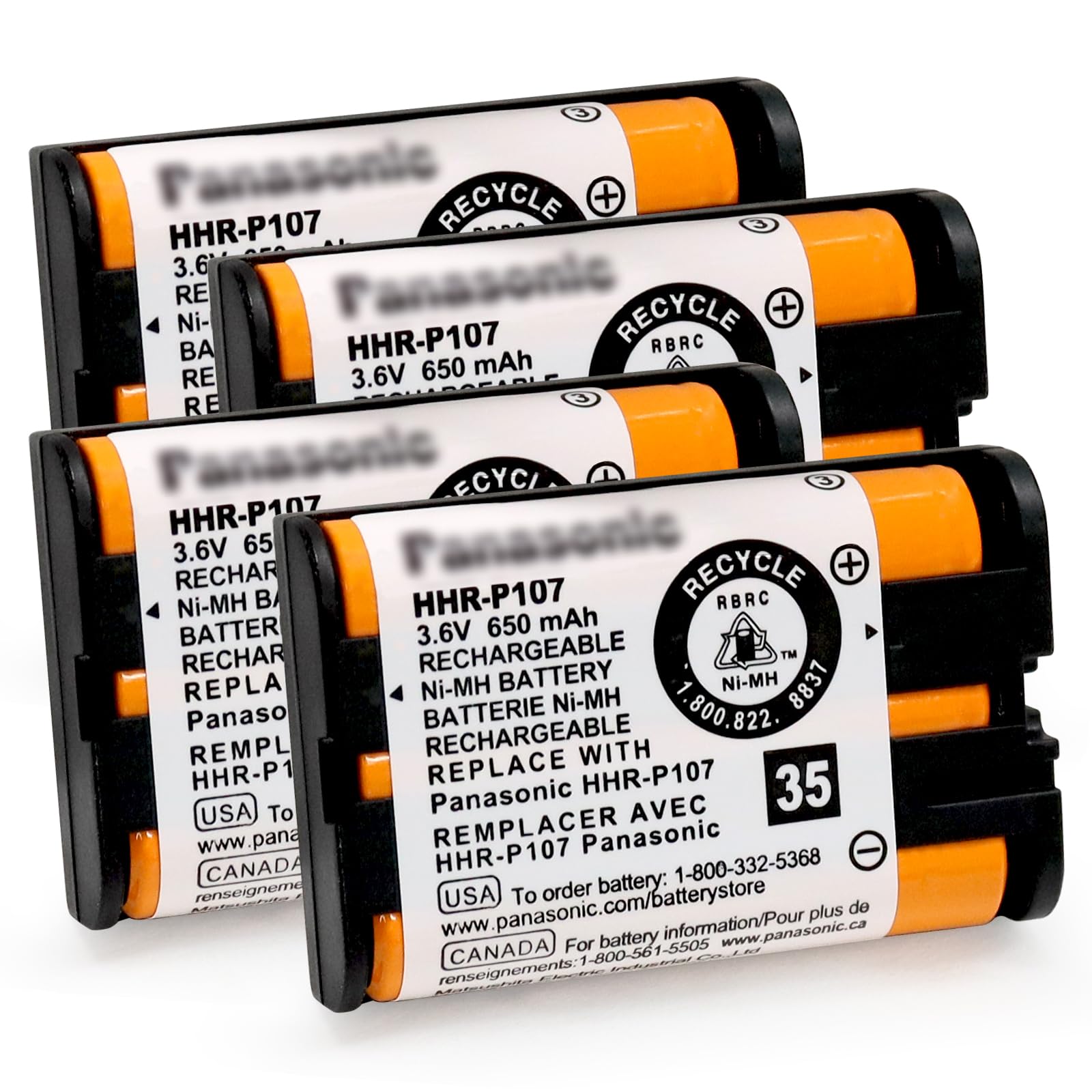 Amazon.com: TrianglePatt 4Pack HHR-P107 NI-MH Rechargeable Battery 3.6V ...