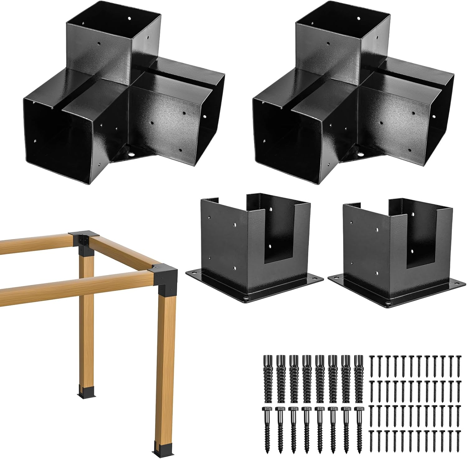 Amazon.com: 3-Way Woodwork DIY Pergola Brackets Kit, Glossy Black ...