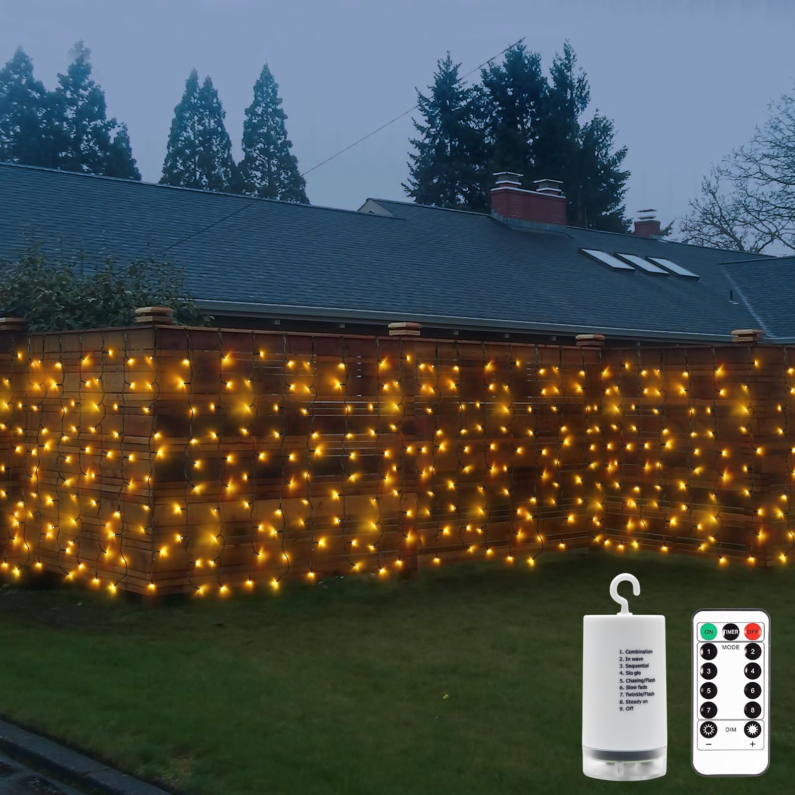 CCILAND Christmas Curtain Lights Battery Operated, 6M x 1M 300 LED ...