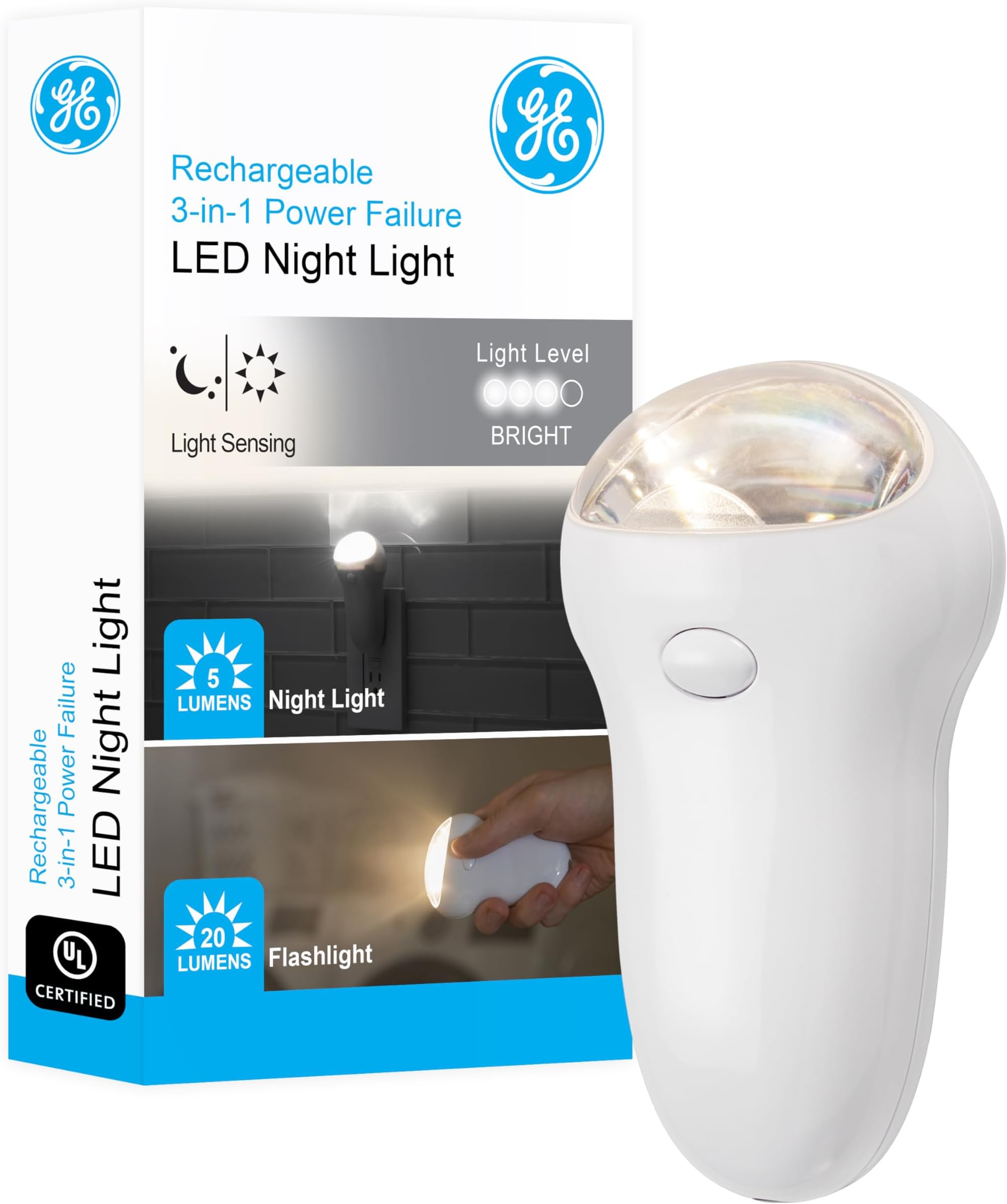 Amazon.com: GE 3-in-1 LED Power Failure Night Light, Emergency ...