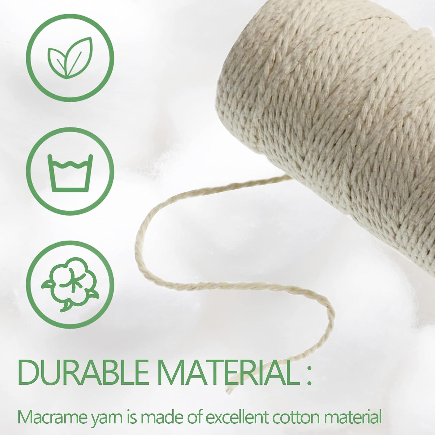 Jaspond Macrame Cord 2mm×300m, Cotton Cord Thread Cord Handmade Craft ...