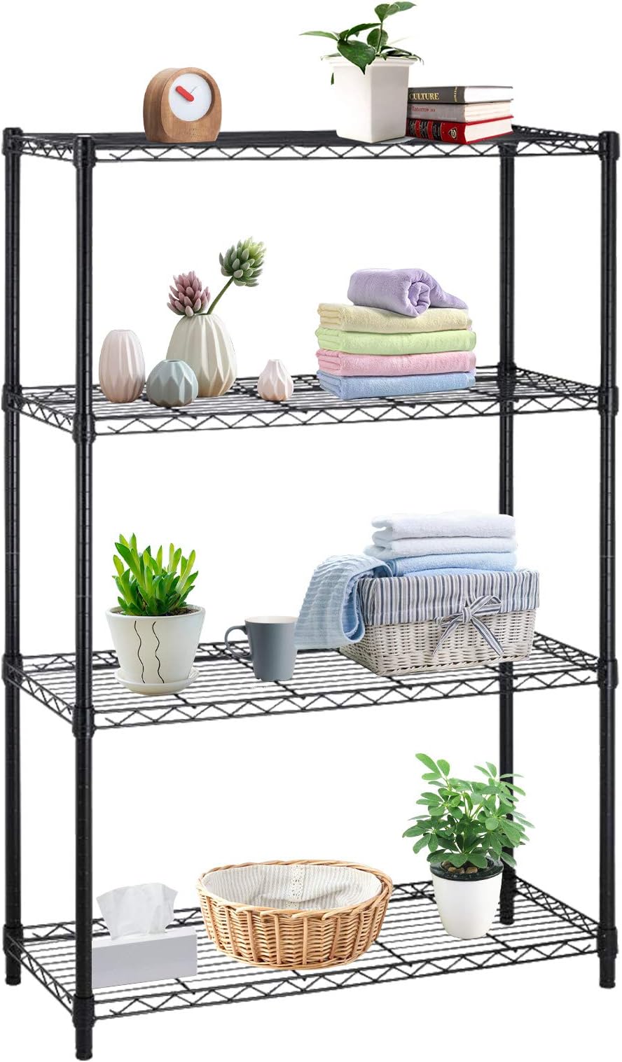 Amazon.com: TBMAQ 4-Tier Wire Storage Shelves Adjustable Shelving Units ...
