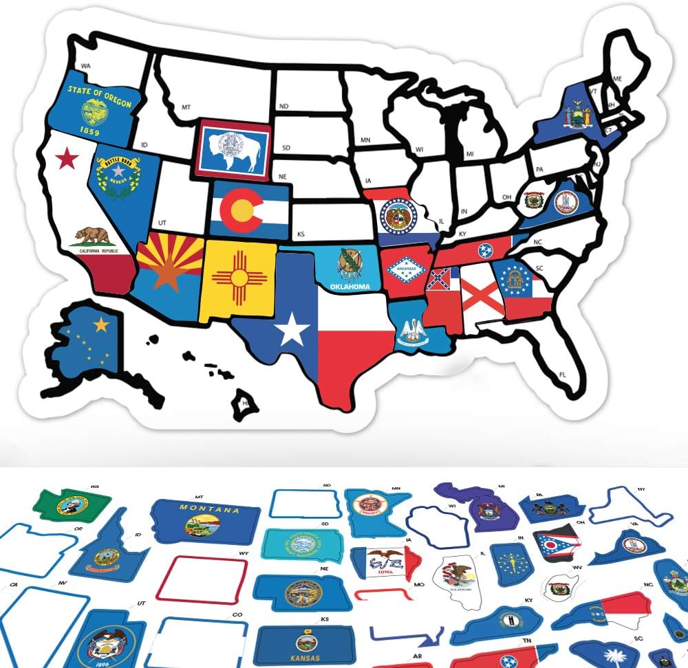 Amazon.com: RV State Sticker Travel Map - 11" x 17" - USA States ...