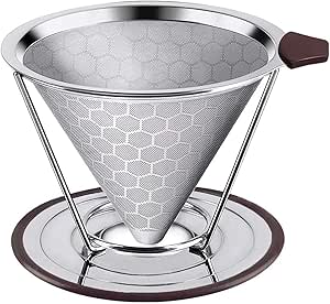 Pour Over Coffee Dripper, Reusable Coffee Filter Durable Stainless ...