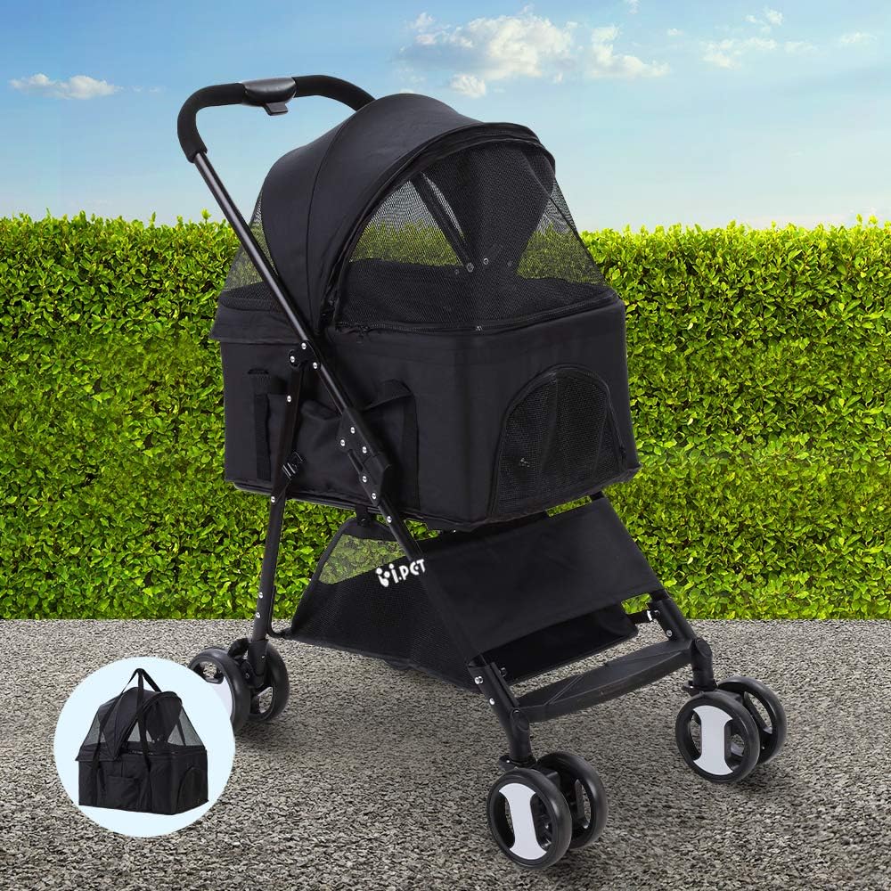 i.Pet Pet Stroller, Double Cat Dog Carrier Backpack Travel Strollers ...