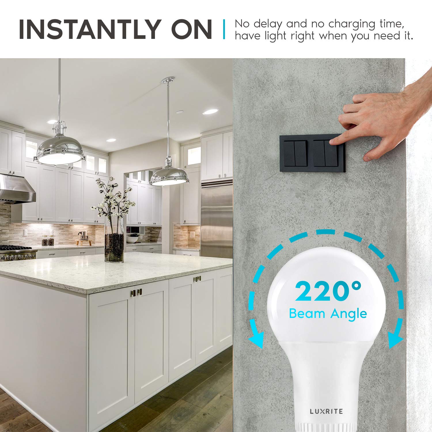 Snapklik.com : LUXRITE A19 LED GU24 Light Bulb, 60W Equivalent, 4000K ...