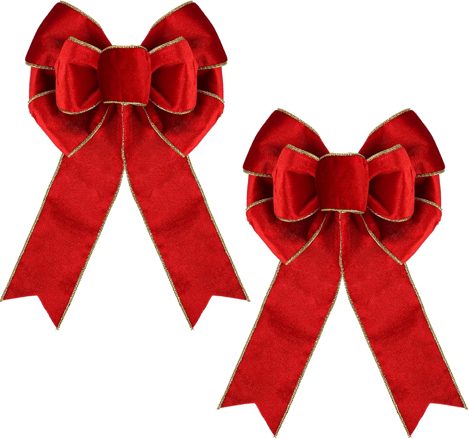 Amazon.com: Ftuuo 2pcs Christmas Wreath Bows, Red Velvet Bow for Wreath ...