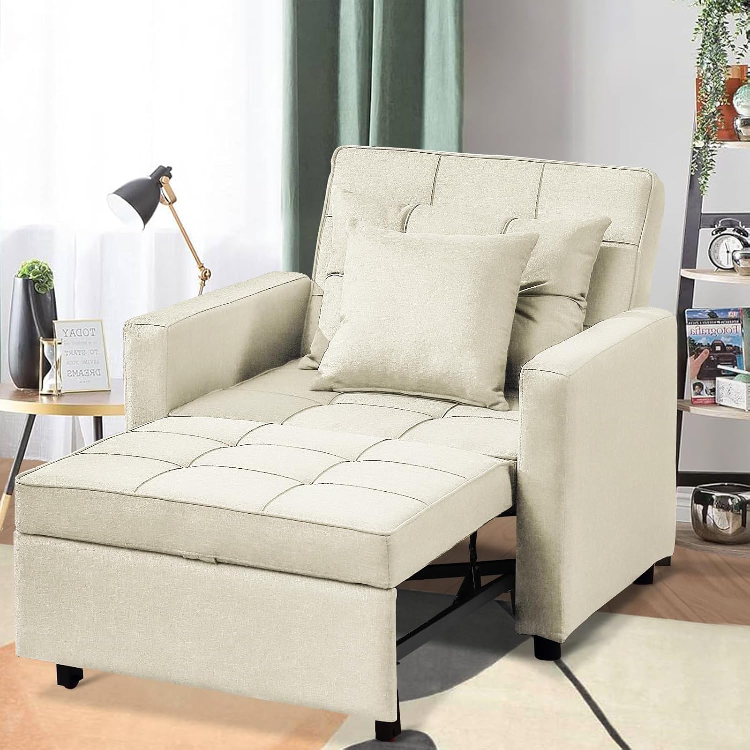 Amazon.com: Convertible Chair Sleeper Bed, Futon Chair Bed 3-in-1 Pull ...