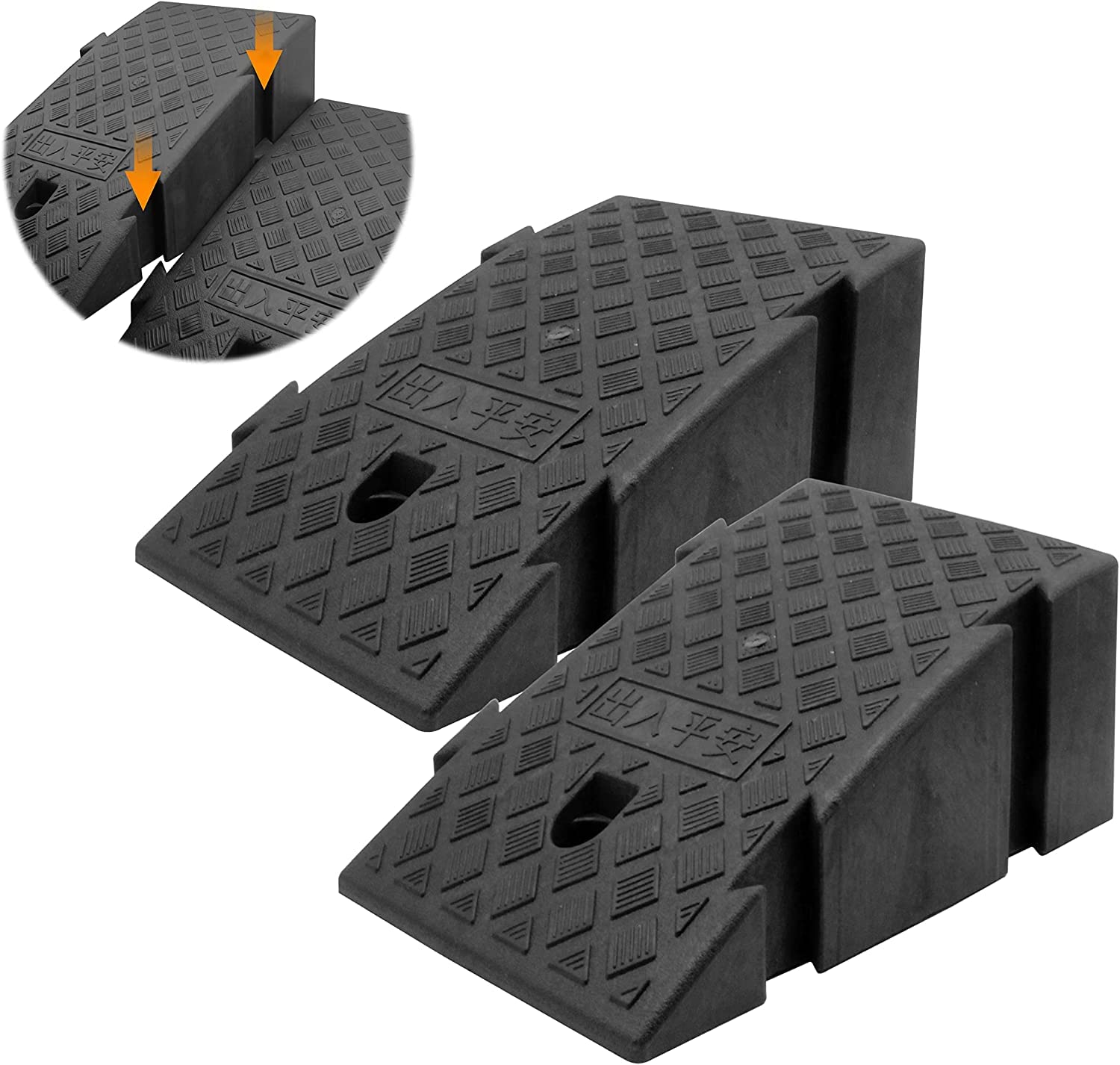 Buy 4 Pack Curb Ramp, 6.3" Rise Height Portable Lightweight Plastic ...