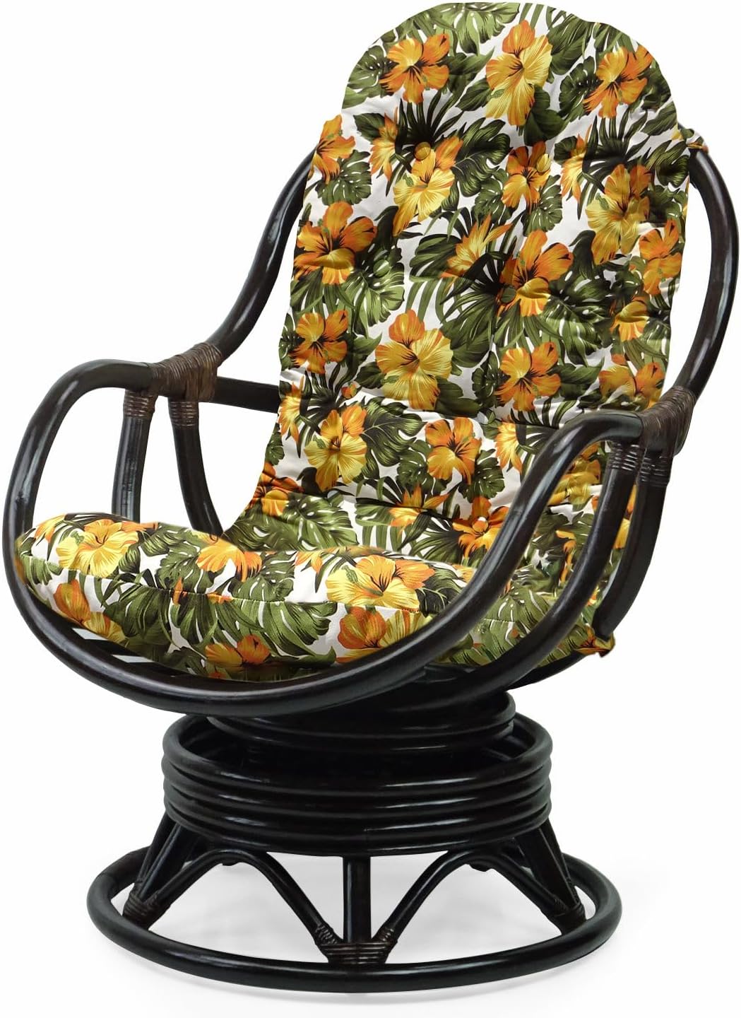 Amazon.com: Bali Lounge - Mecedora giratoria con cojín floral de mimbre ...
