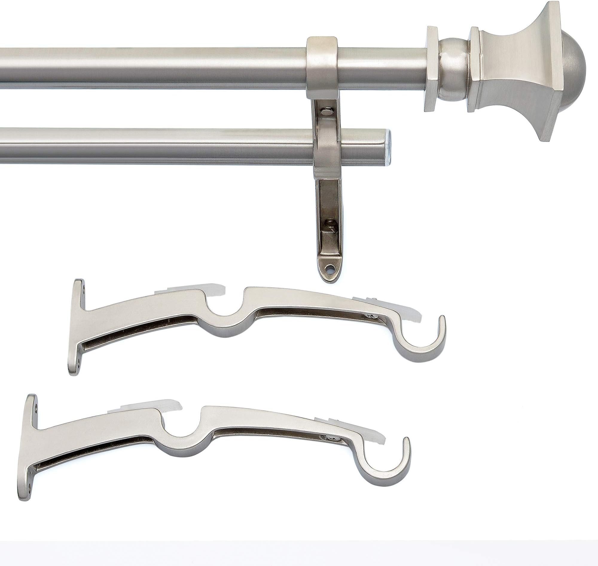 Buy amazon basics 1"W Double Extendable Tension Curtain Rods With ...