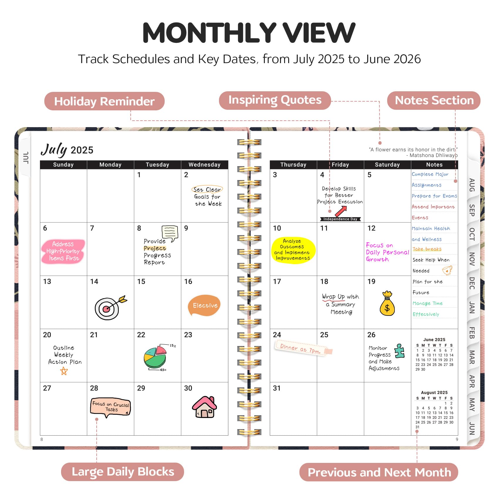Snapklik.com : Planner 2025-2026, Academic Year Weekly And Monthly ...