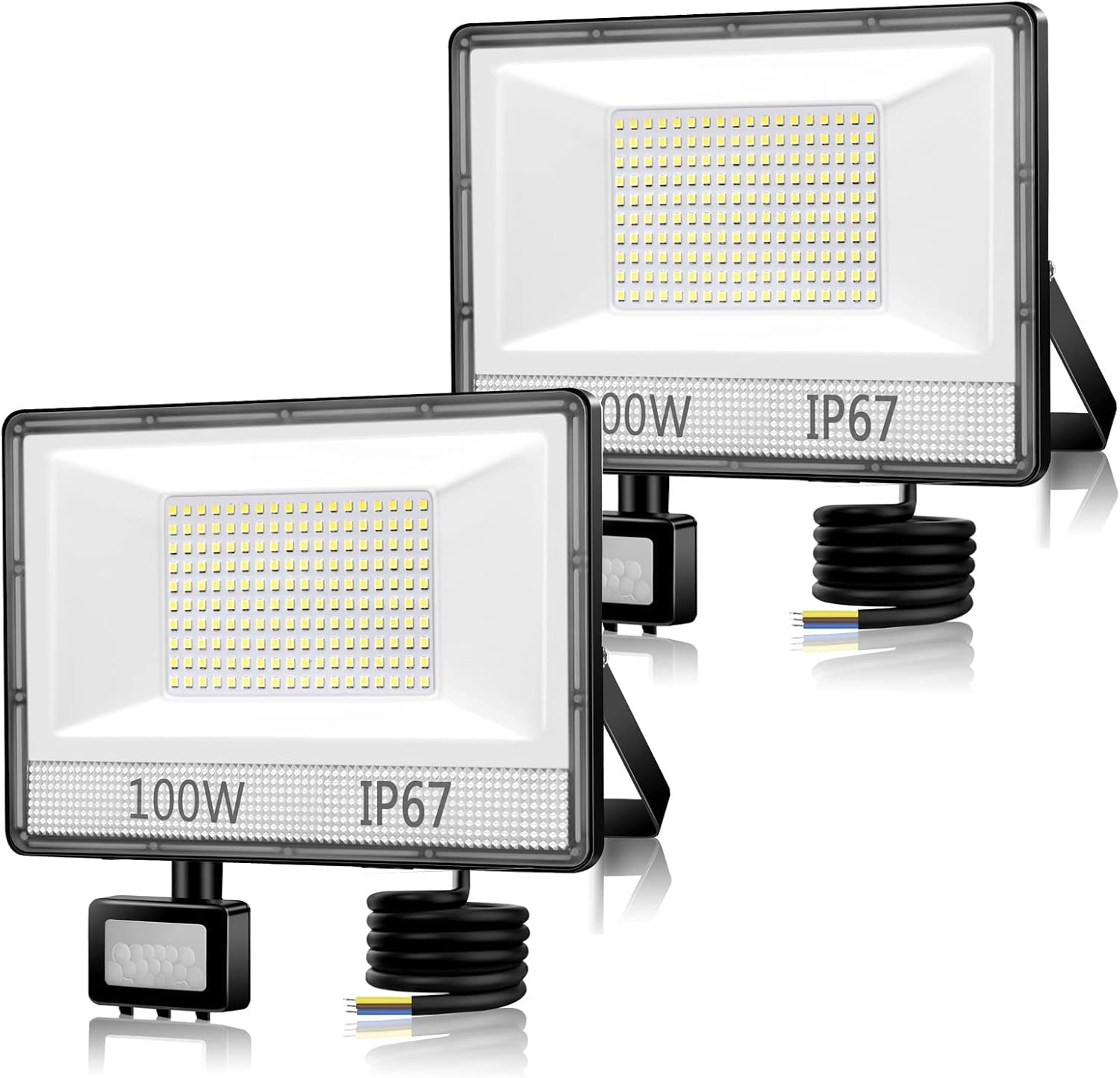 LED Flood Light Outdoor, 2PACK 100W 10000LM LED Work Light with Motion ...
