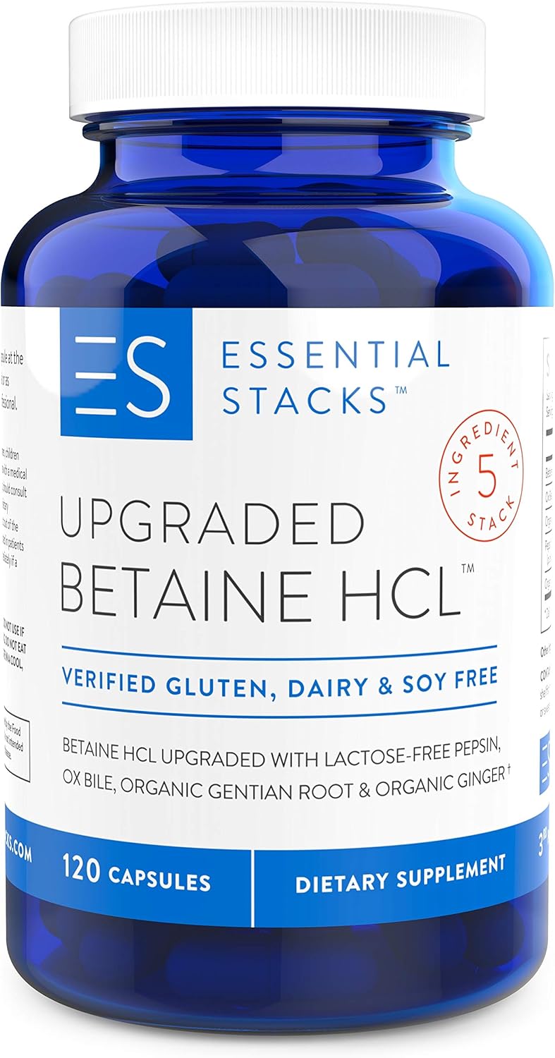 Amazon.com: Essential Stacks Upgraded Betaine HCL with Pepsin, Organic ...