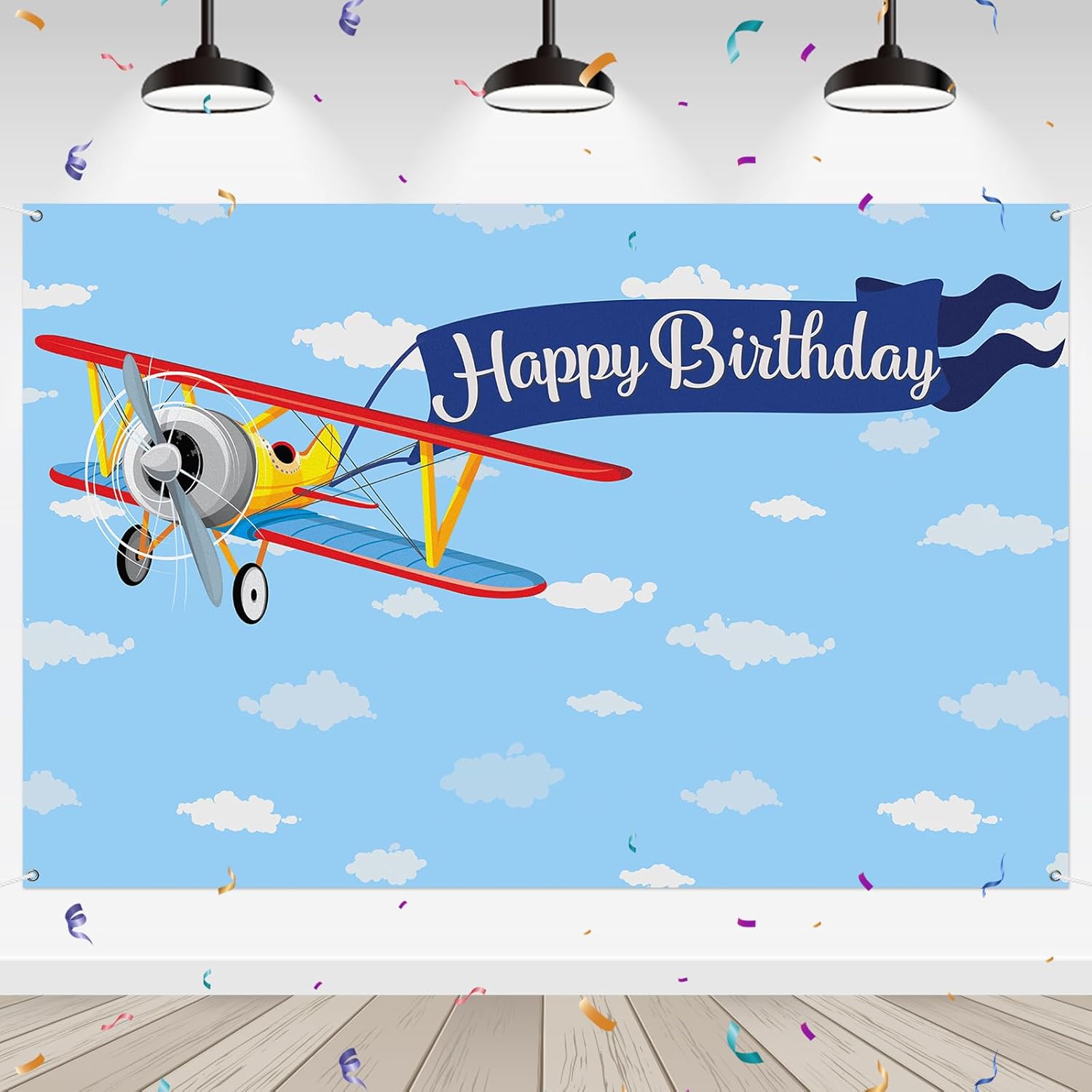 Amazon.com : WeBenison Airplane Birthday Backdrop Travel Theme Birthday ...
