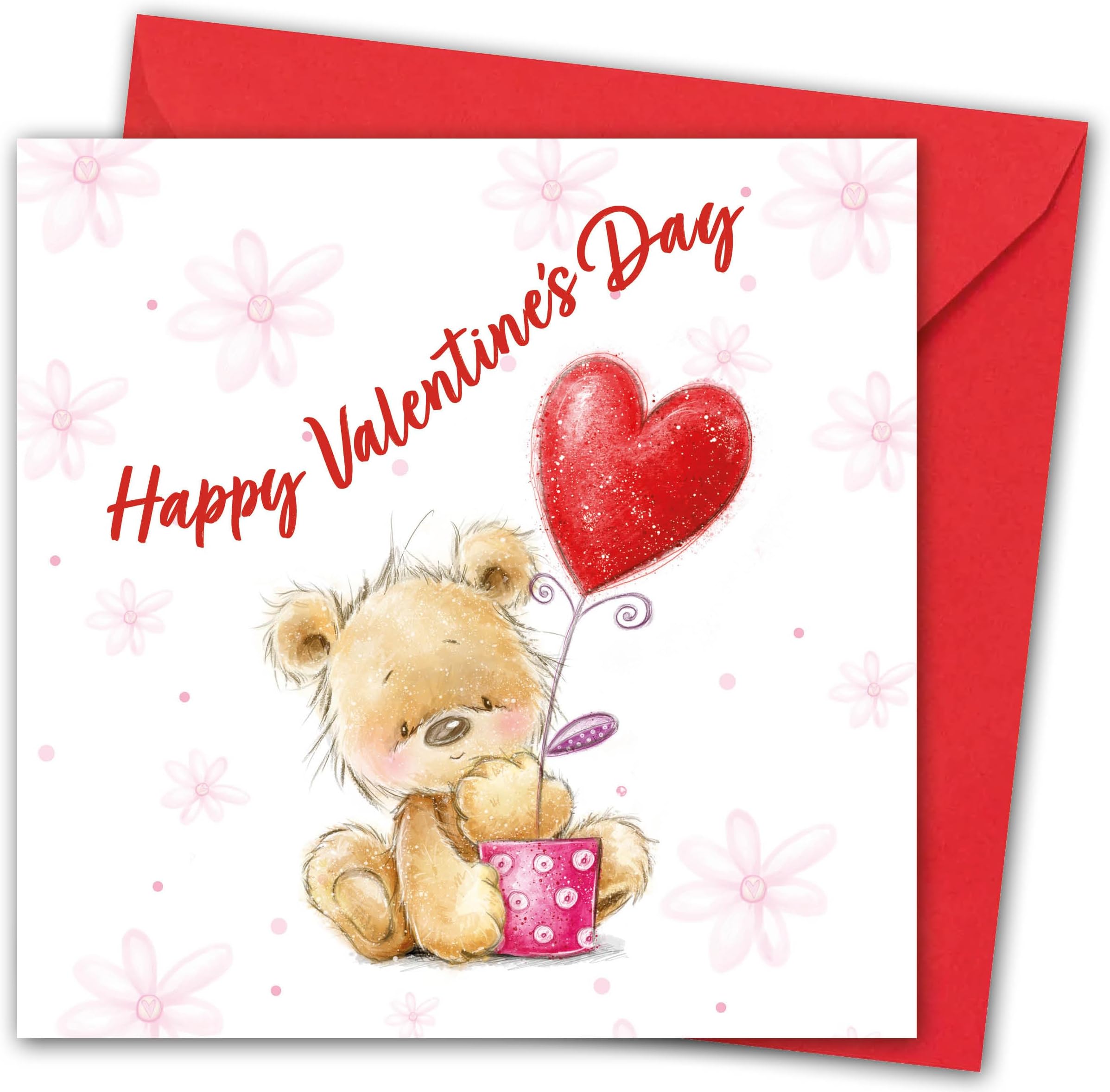 Valentines Card. Teddy with Hearts Design. Eco-friendly. 4pp 148x148mm ...