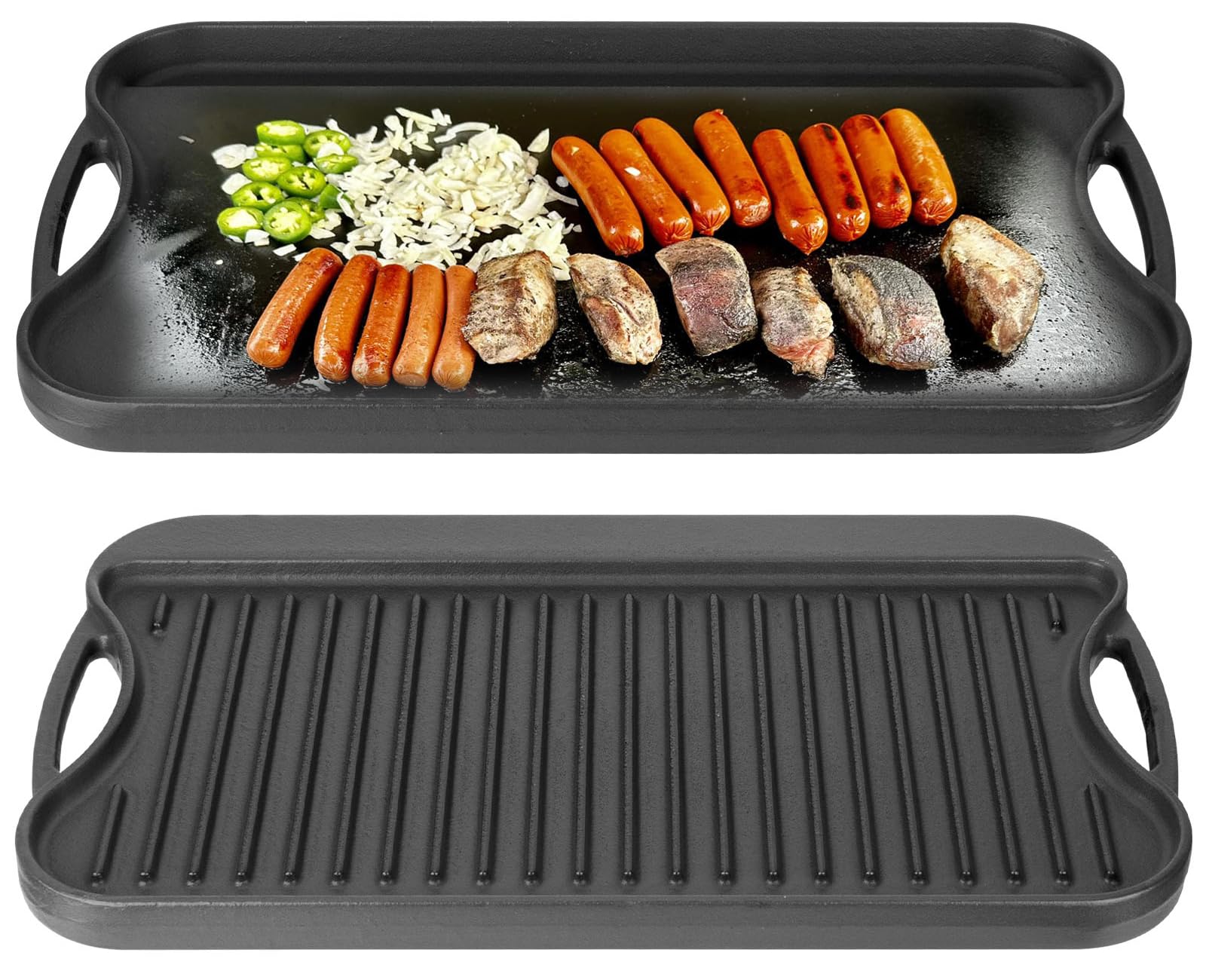 Amazon.com: DcYourHome Cast Iron Reversible Griddle Pan for Gas Grill ...