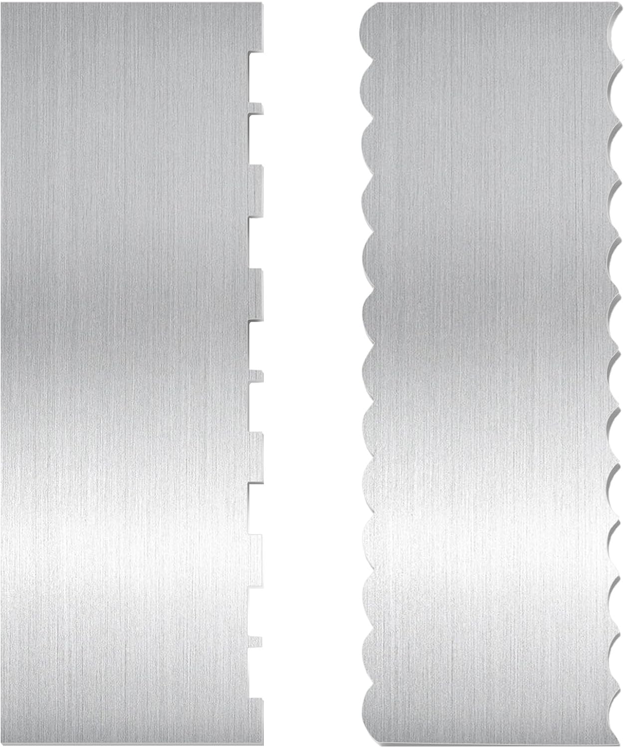 2PCS Stainless Steel Cake Scraper, 9 Inch Double Sided Patterned Metal ...