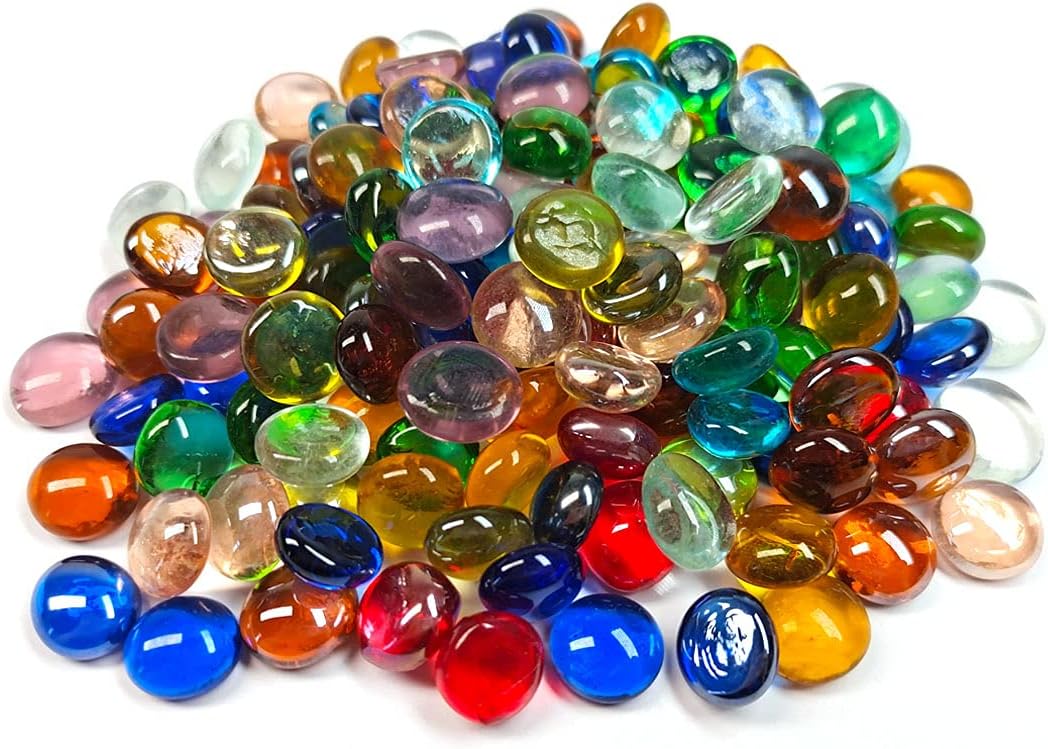 Amazon.com: 50PCS Mini Glass Gems,Mixed Colour Mancala Stones Flat ...