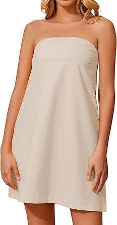 ICOBID Women's Strapless Tube Dress Off Shoulder Loose Fit Mini Dress ...