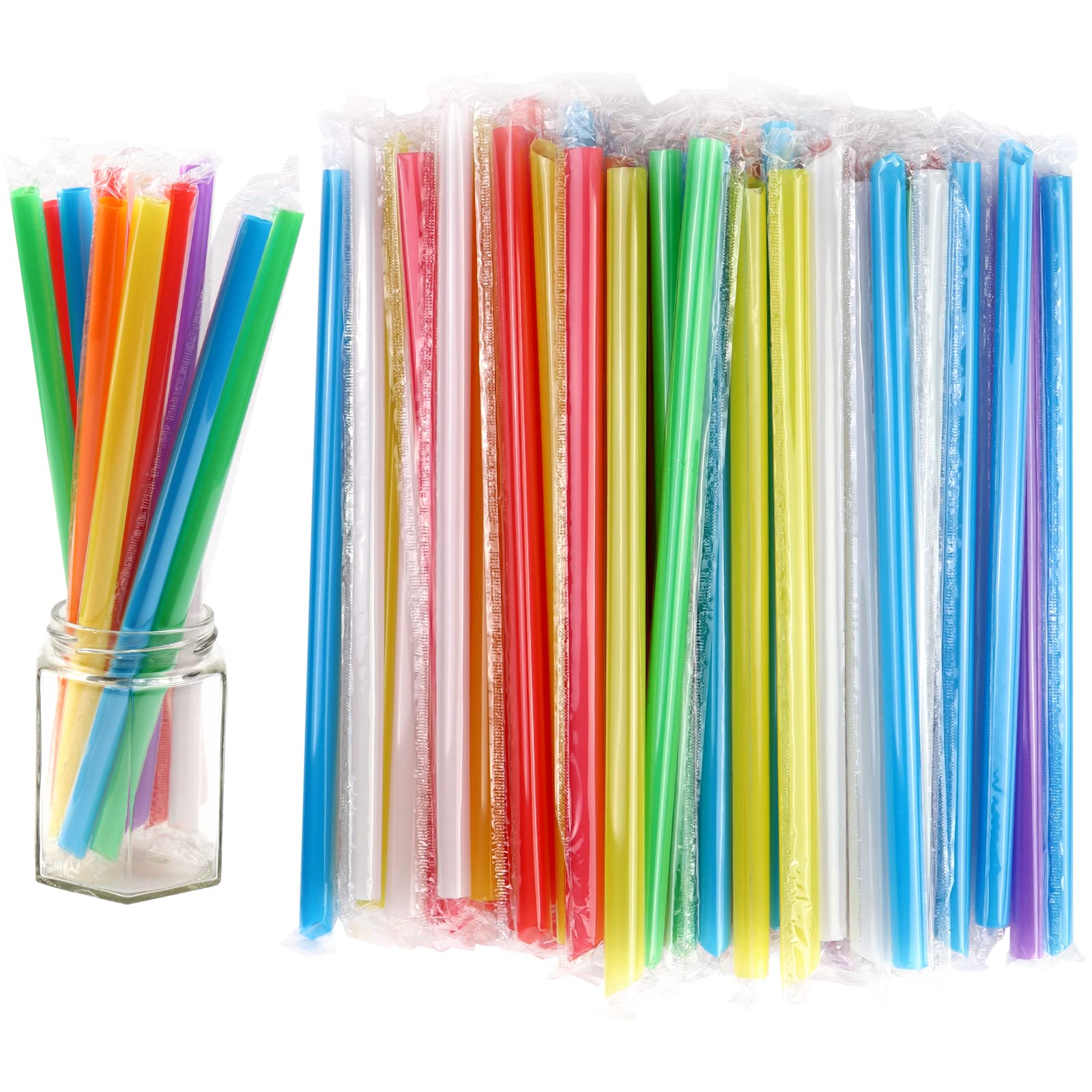Jumbo Smoothie Straws, Chetexus 100 Pack Large Straws,Plastic Milkshake ...